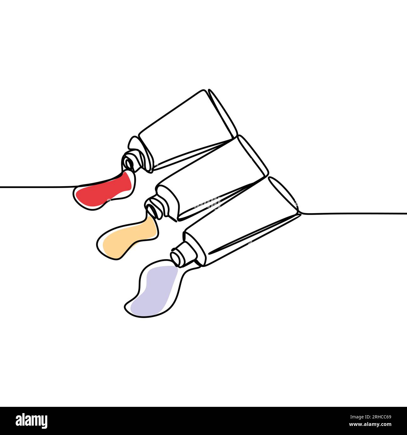 Painting water color tubes splashing liquid continuous line art drawing ...