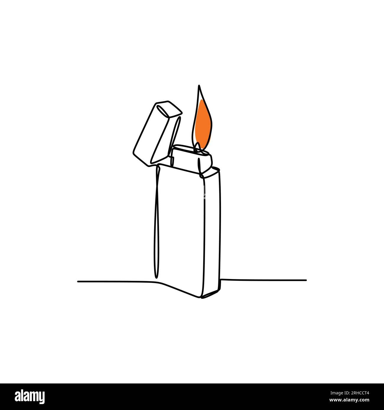 Continuous line drawing of burning a lighter on white background Stock ...