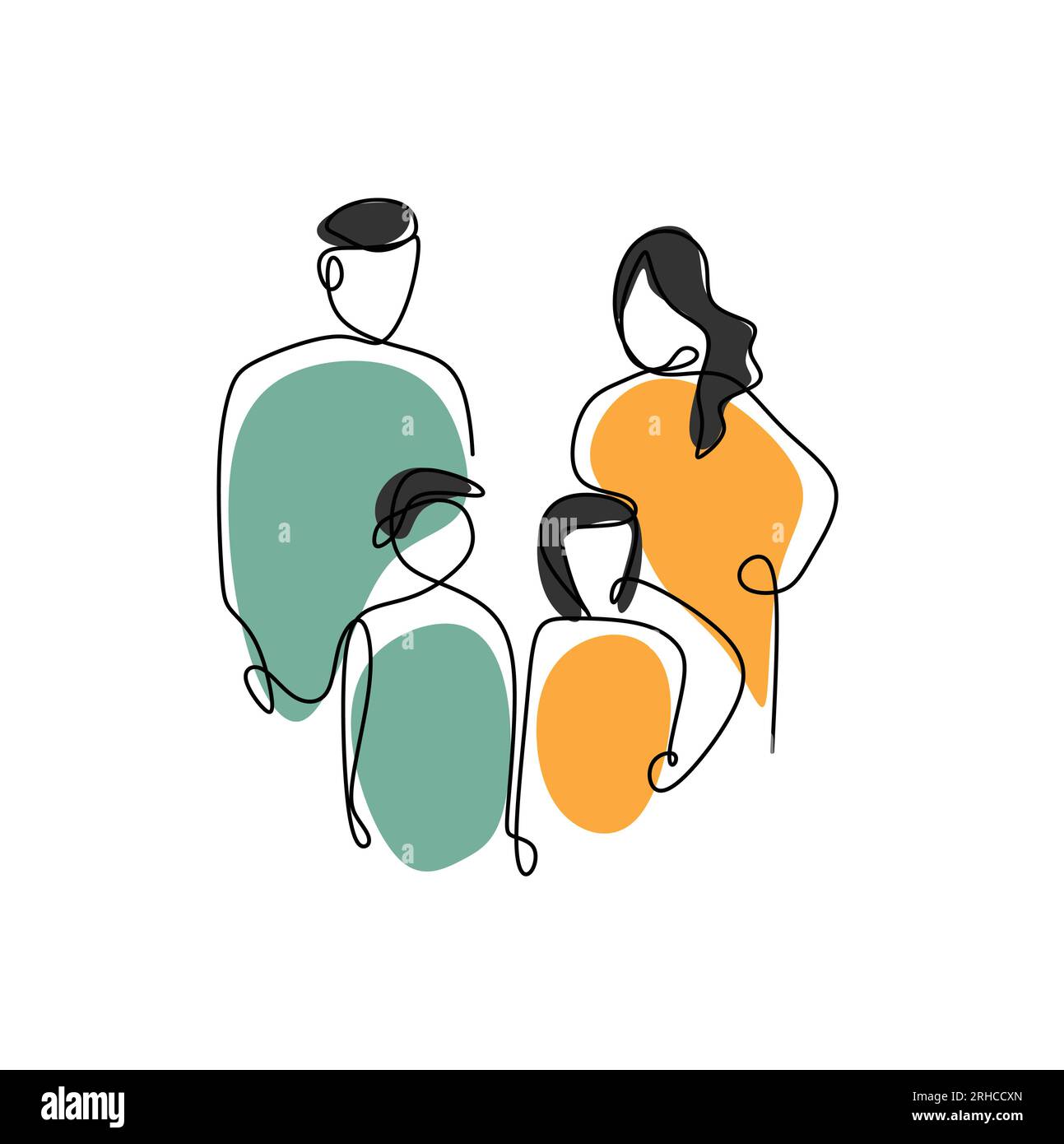 continuous line drawing of a family Stock Vector Image & Art - Alamy