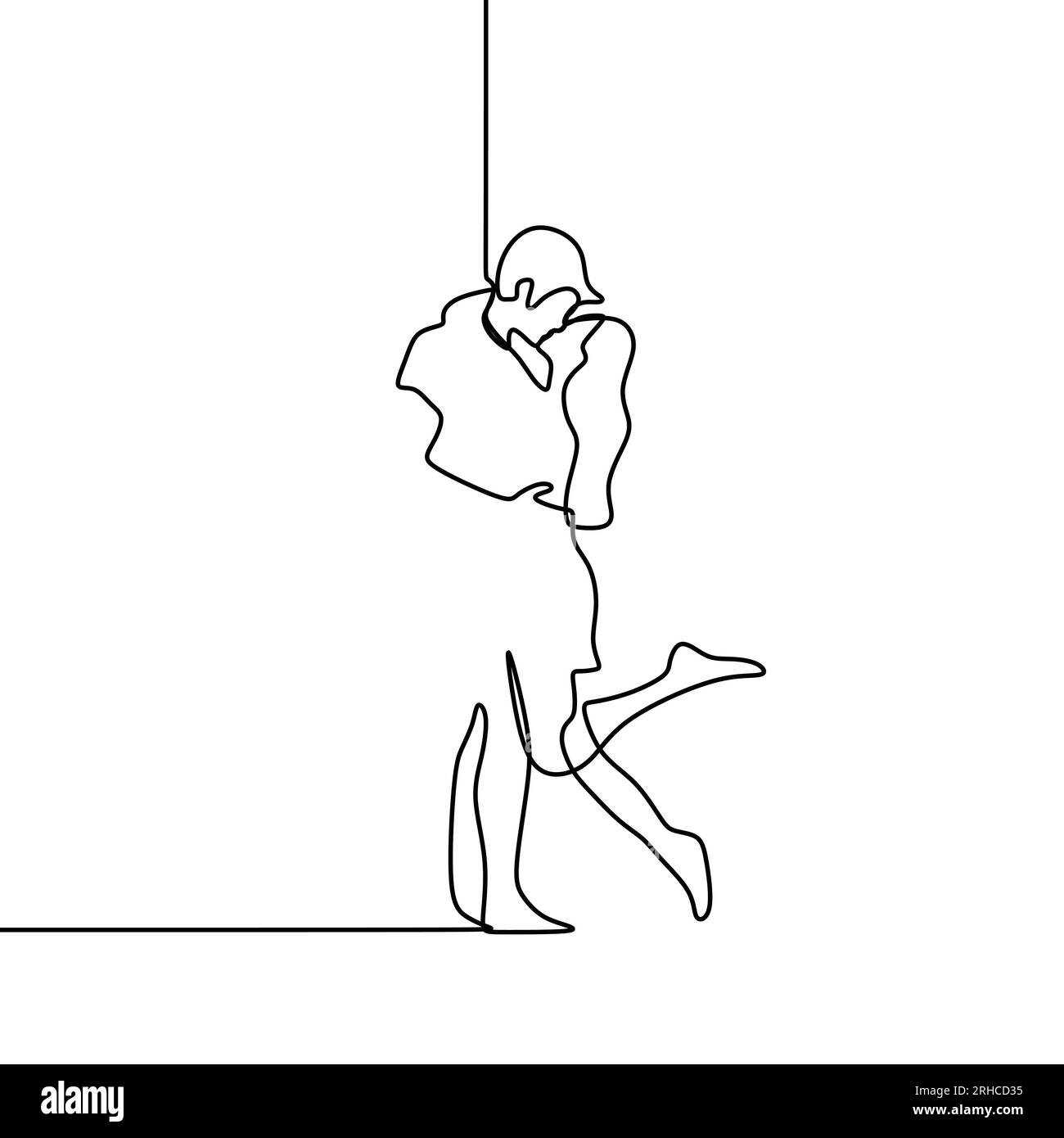 Continuous line drawing of couple kissing each other vector ...