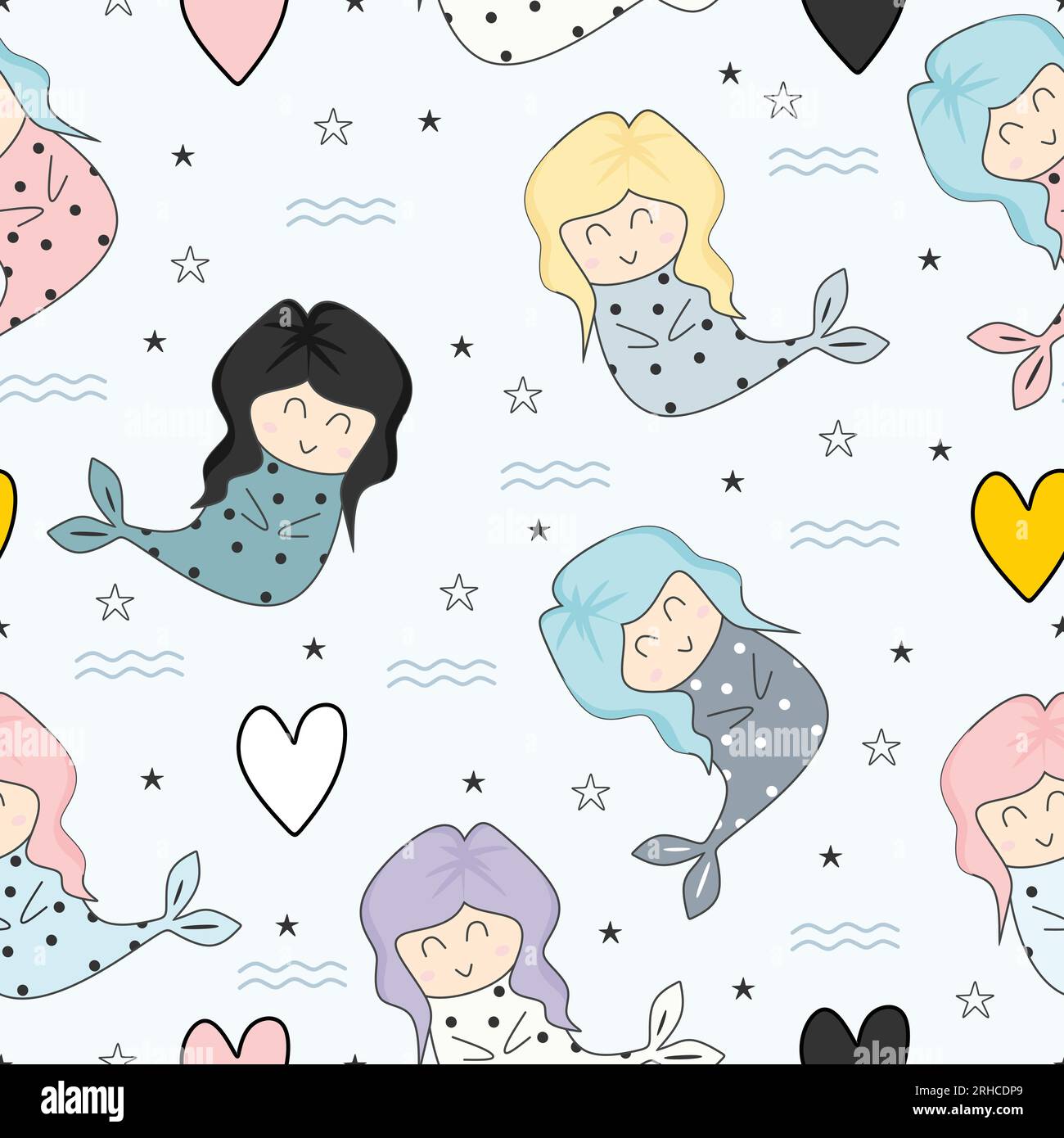 Swim with mermaids Stock Vector Images - Alamy