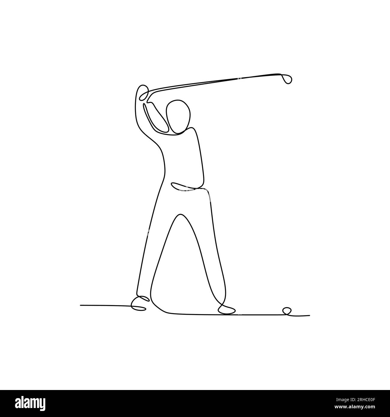 continuous line drawing of golf player pull the ball during the ...