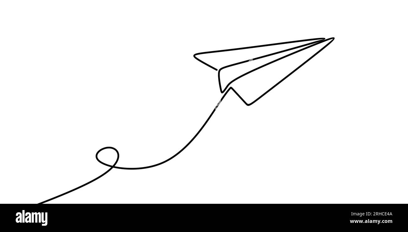 Continuous line drawing of paper plane vector illustration Stock Vector ...