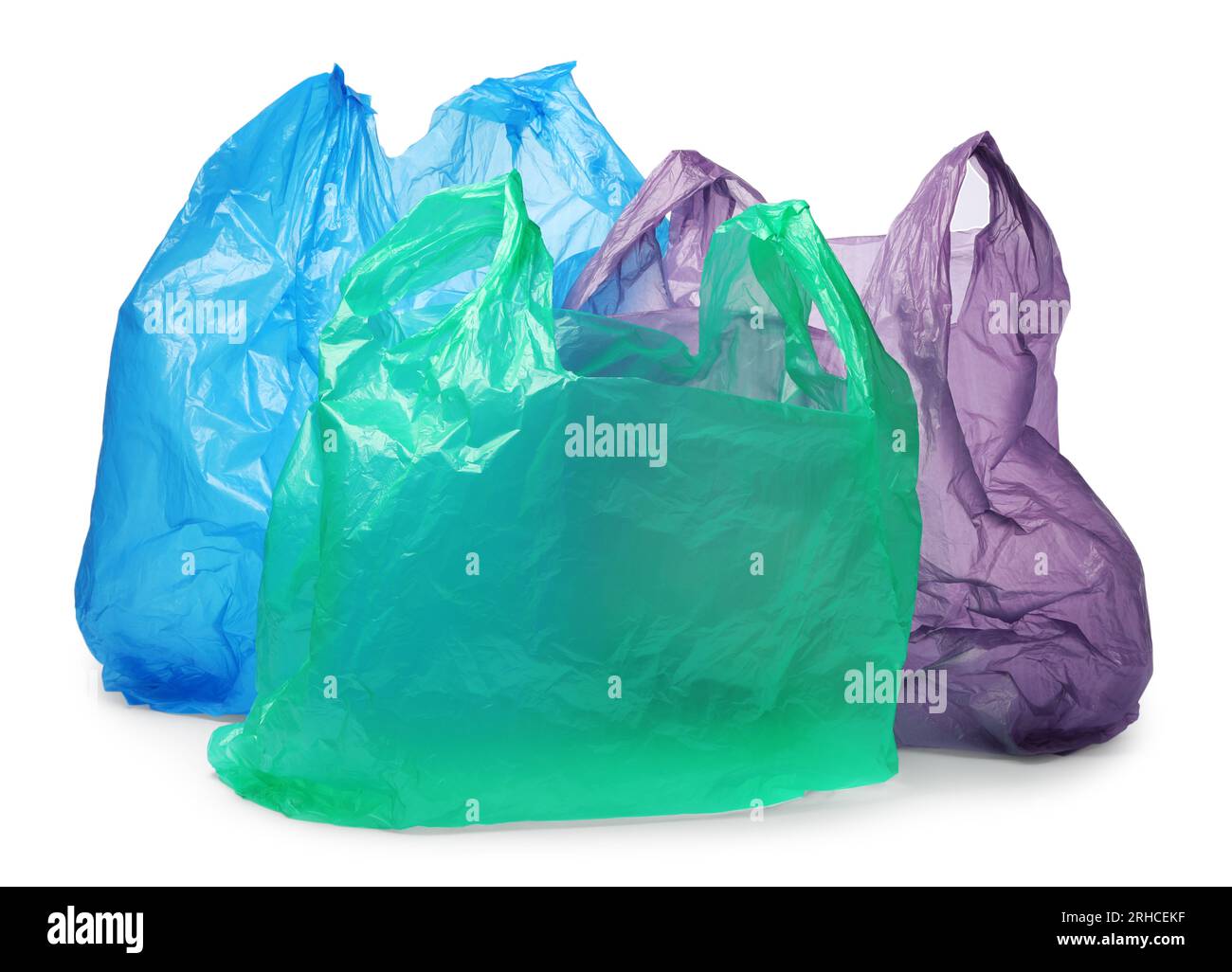 Many different plastic bags on white background Stock Photo - Alamy