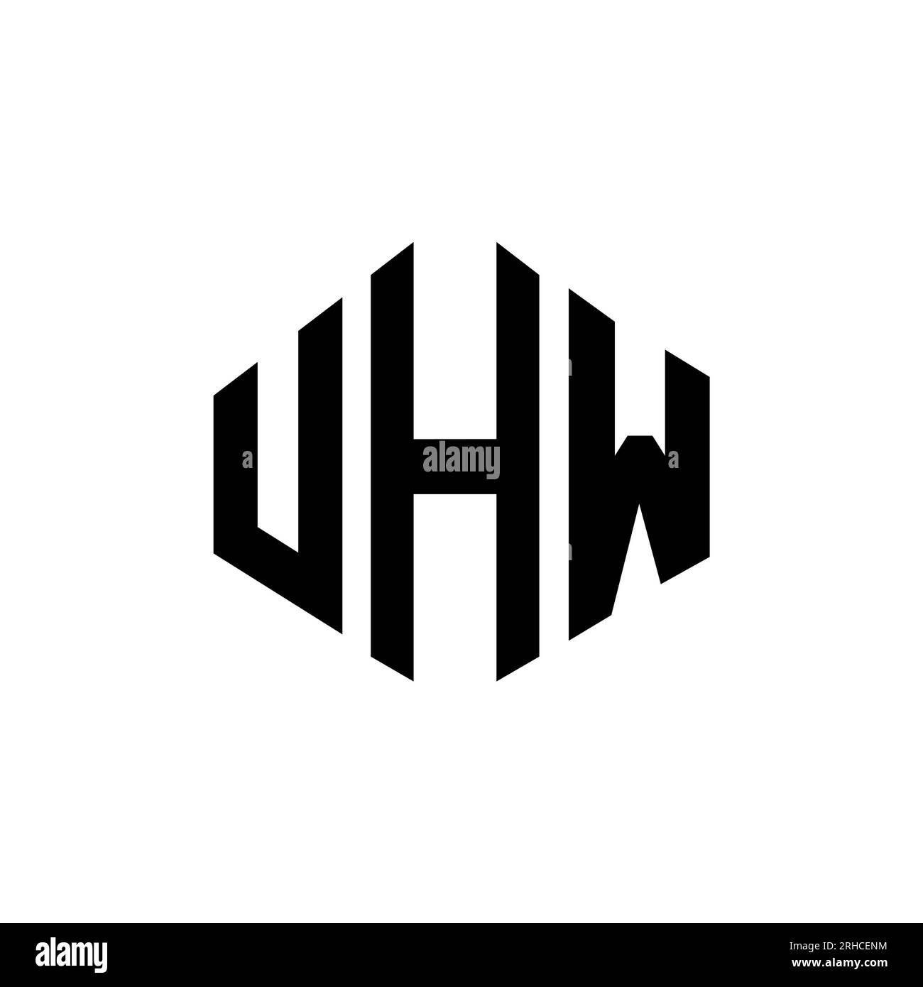 UHW letter logo design with polygon shape. UHW polygon and cube shape ...