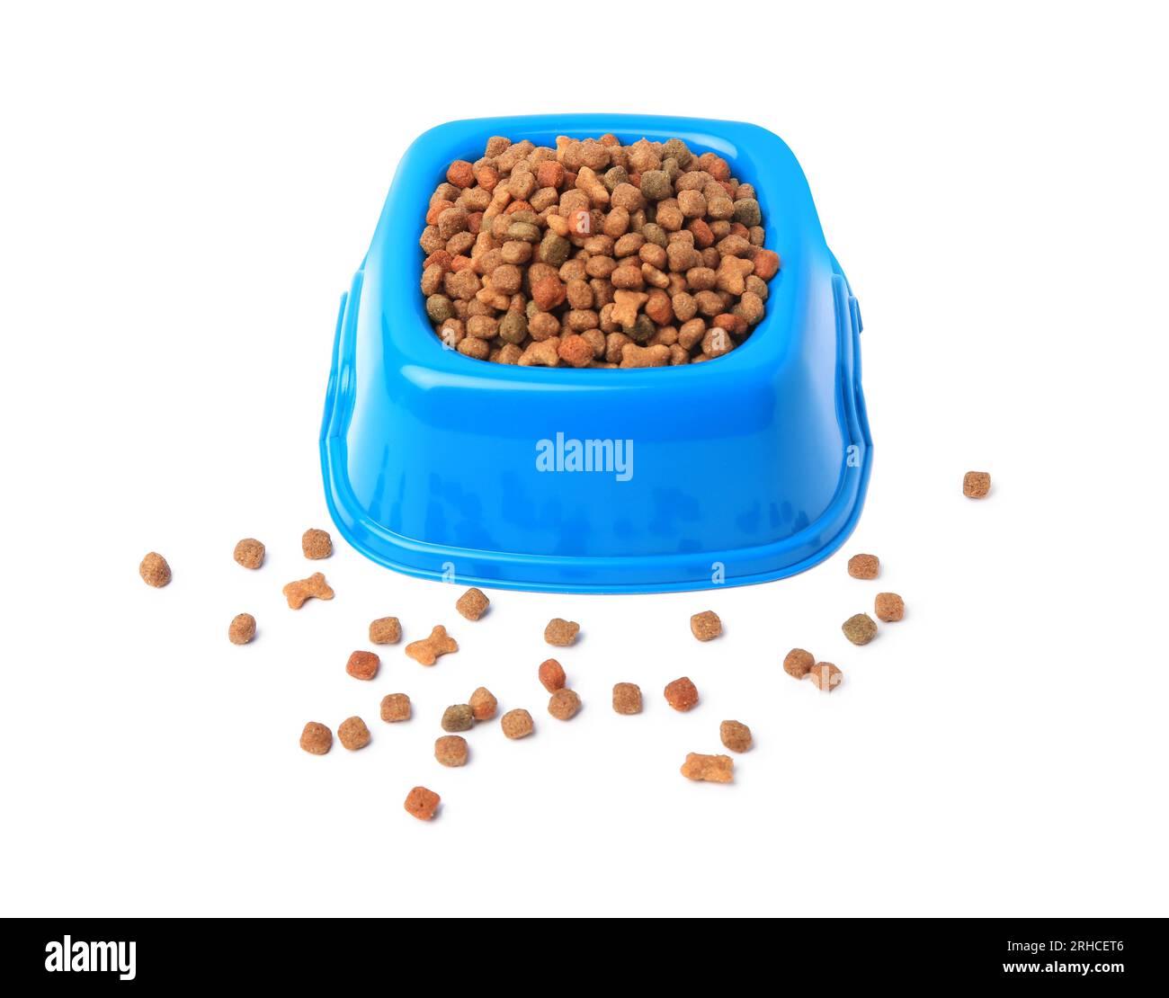 Dry pet food in feeding bowl isolated on white Stock Photo - Alamy