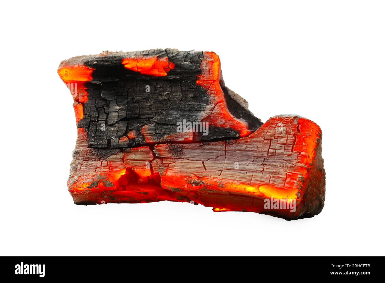 Piece of smoldering coal isolated on white Stock Photo - Alamy