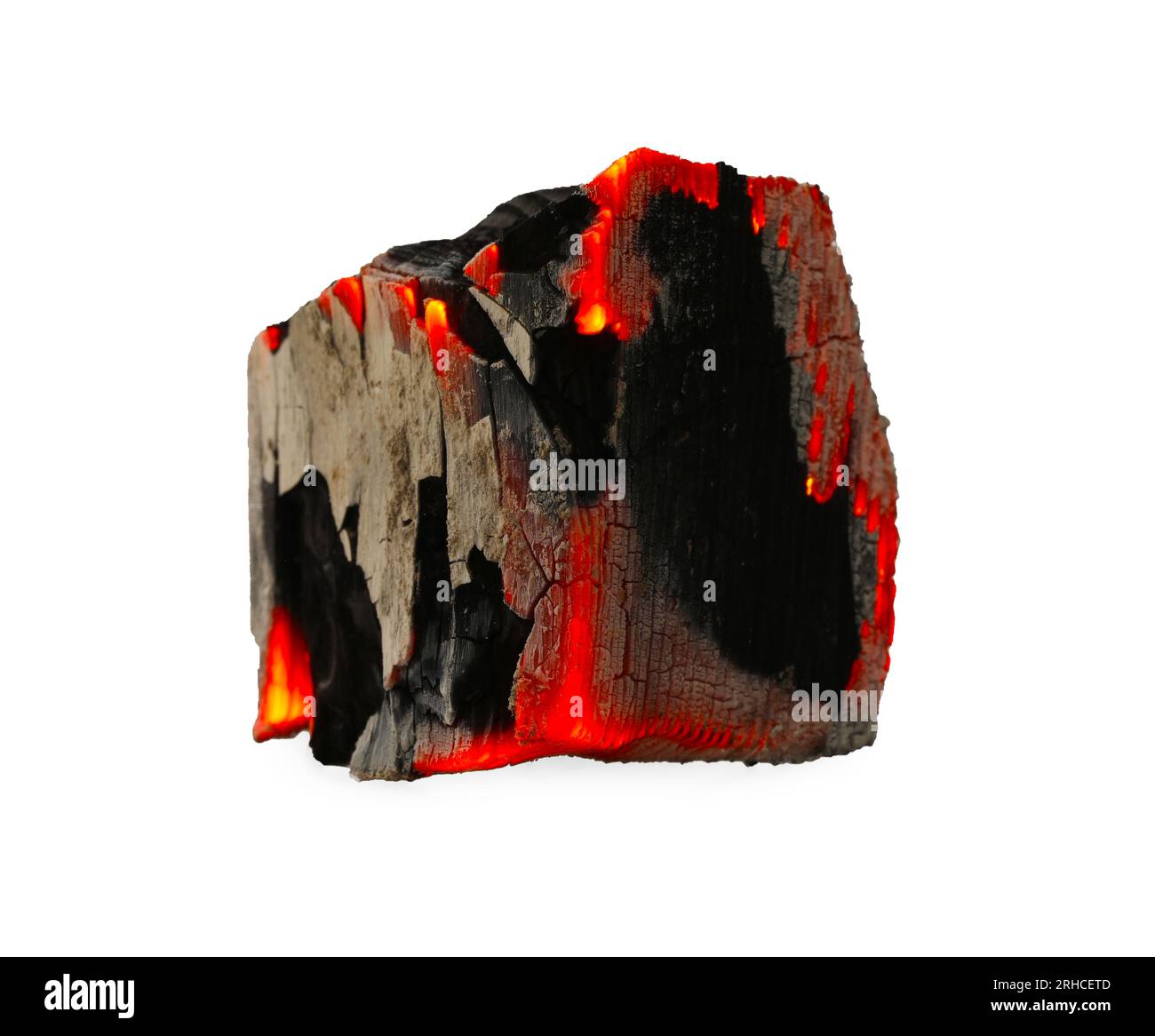 Piece of smoldering coal isolated on white Stock Photo - Alamy