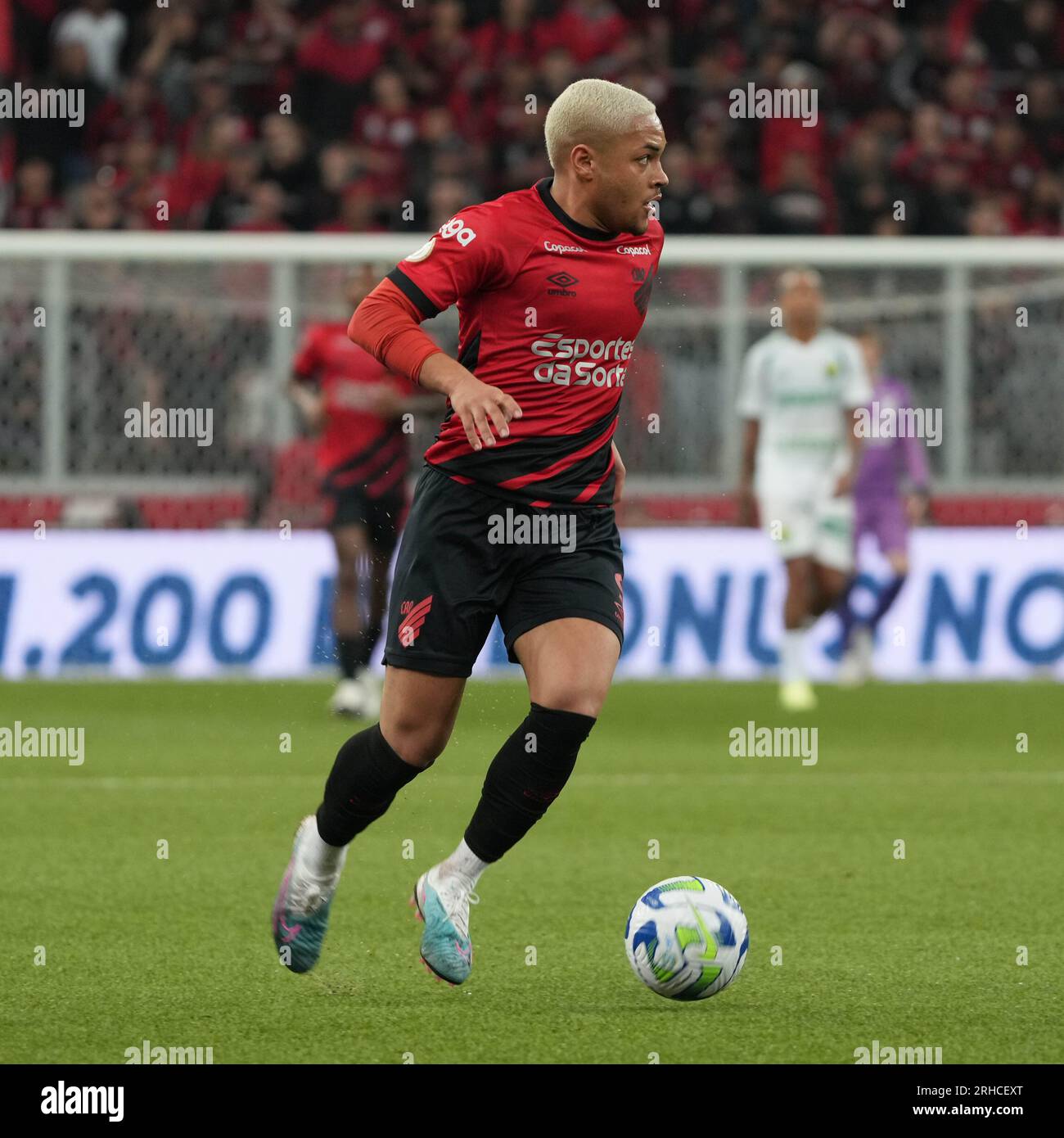 Curitiba, Brazil. 15th Aug, 2023. Vitor Roque during Athletico e Cuiabá ...