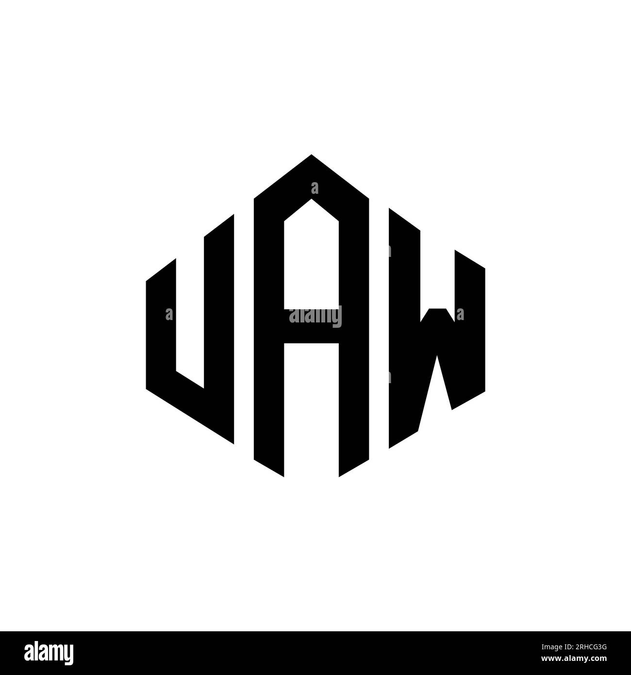 UAW letter logo design with polygon shape. UAW polygon and cube shape ...