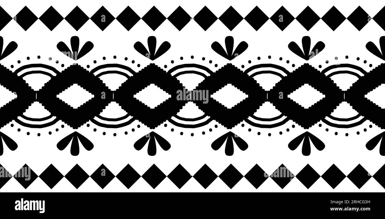 Black And White African Ancient Motif Seamless Pattern Monochrome Colors Vector Illustration For