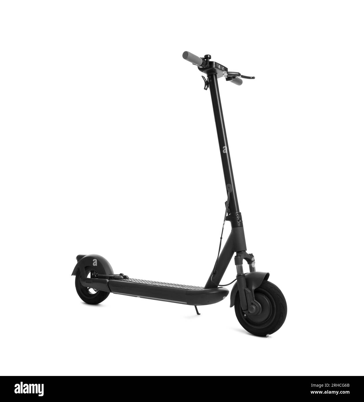 Modern electric kick scooter isolated on white Stock Photo - Alamy