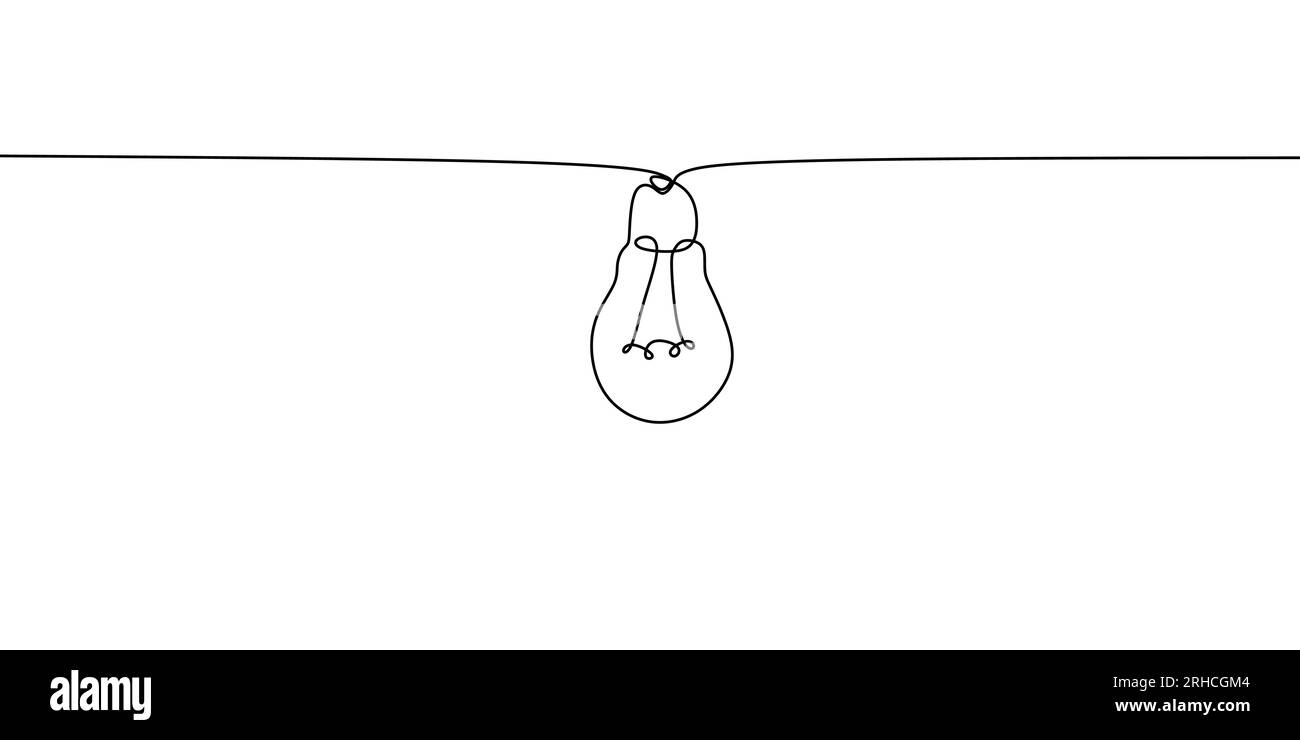 Continuous line drawing of light bulb vector illustration minimalist ...