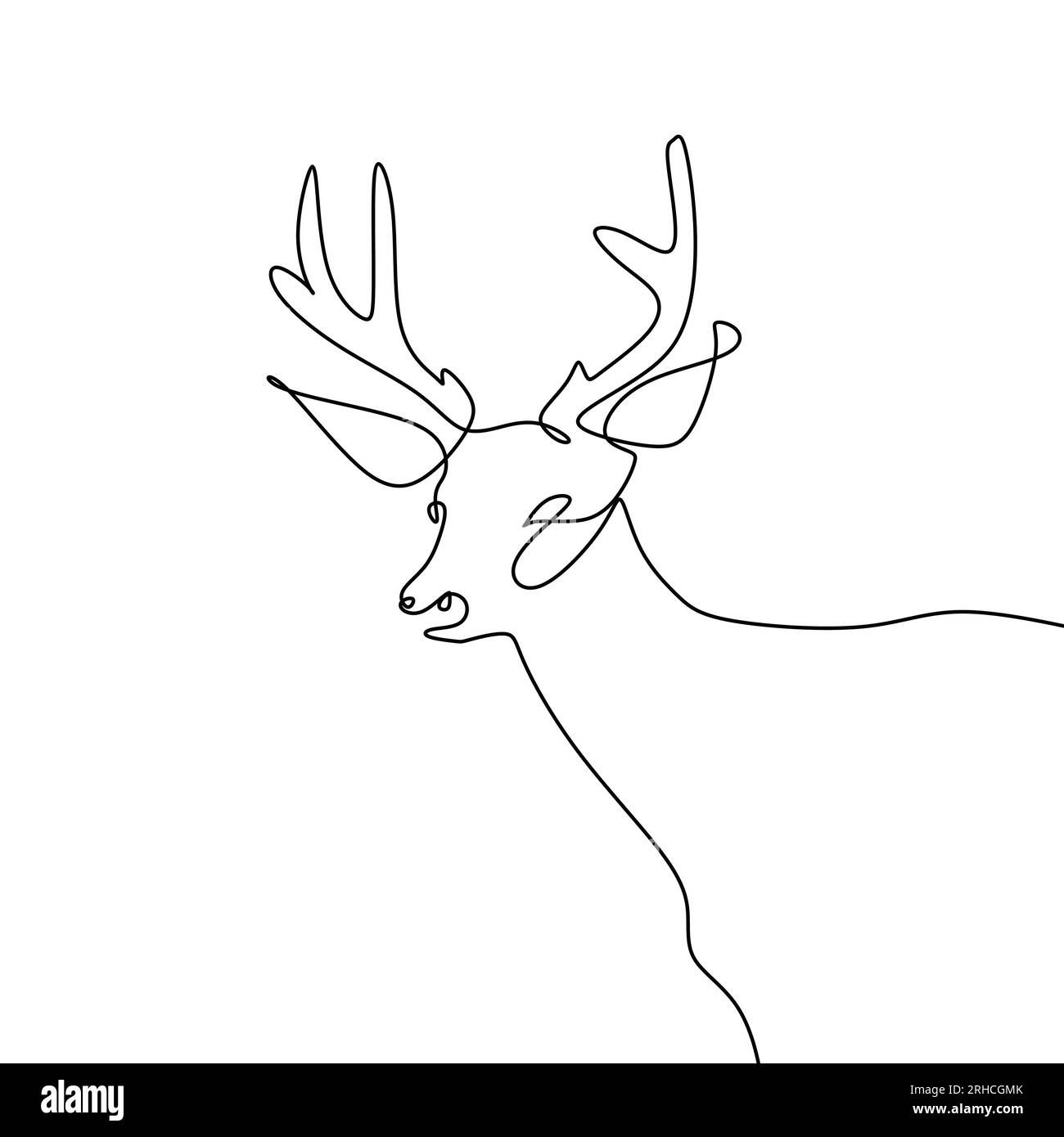 One line drawing of deer vector illustration Stock Vector Image & Art ...