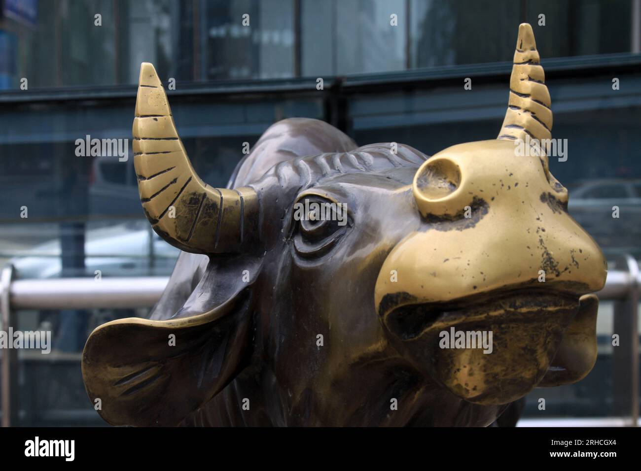 Copper bull in the street in Beijing, china Stock Photo - Alamy
