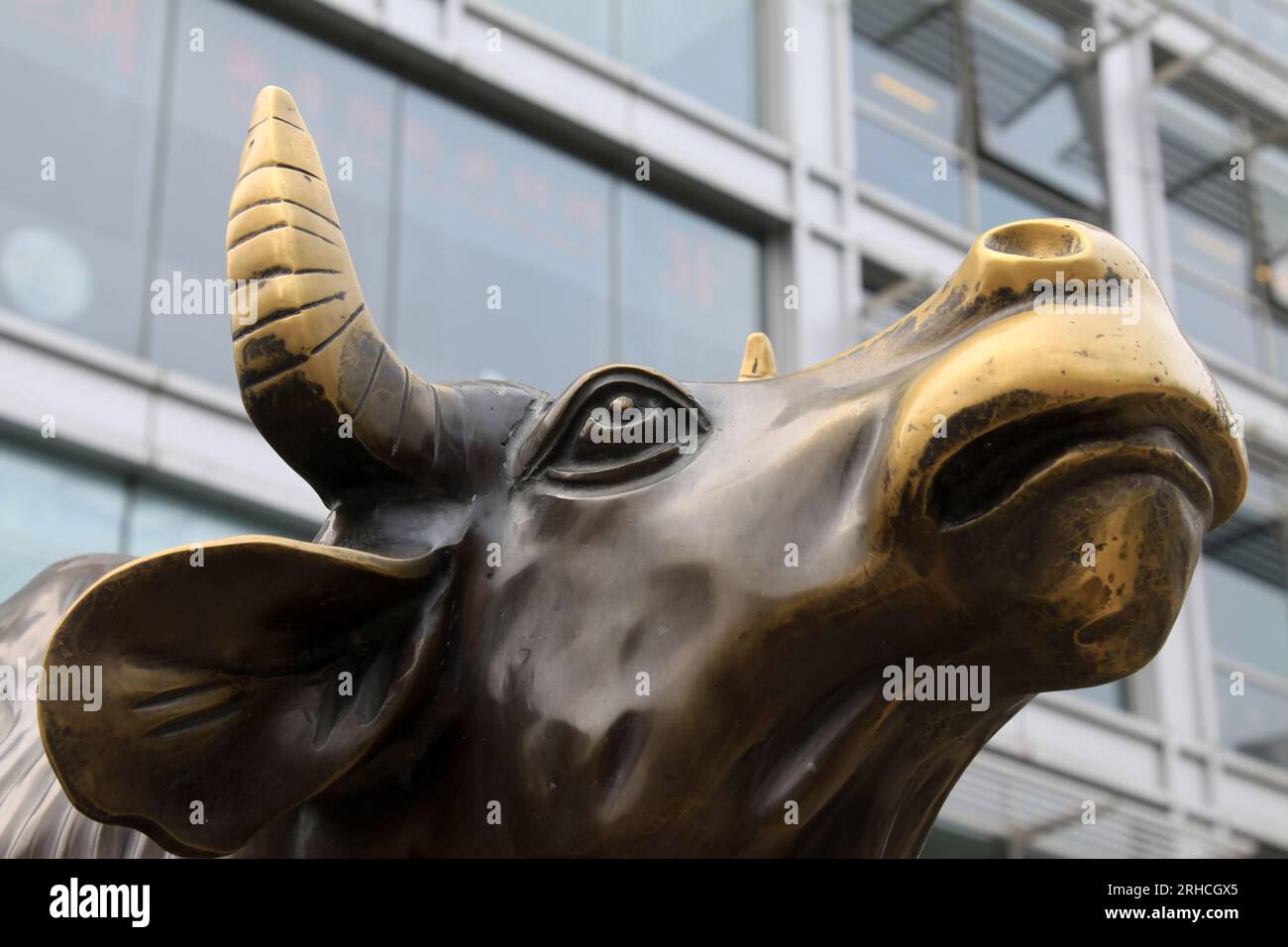 Copper bull in the street in Beijing, china Stock Photo - Alamy