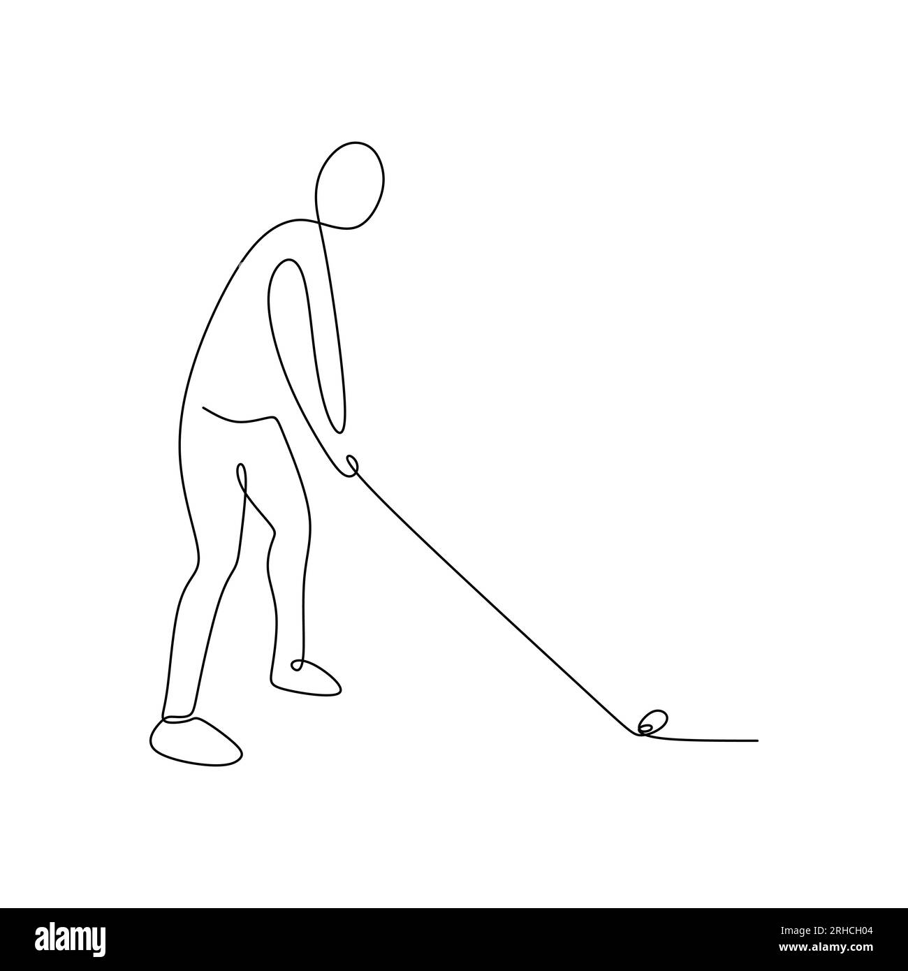 continuous line drawing of golf player during the match game Stock ...