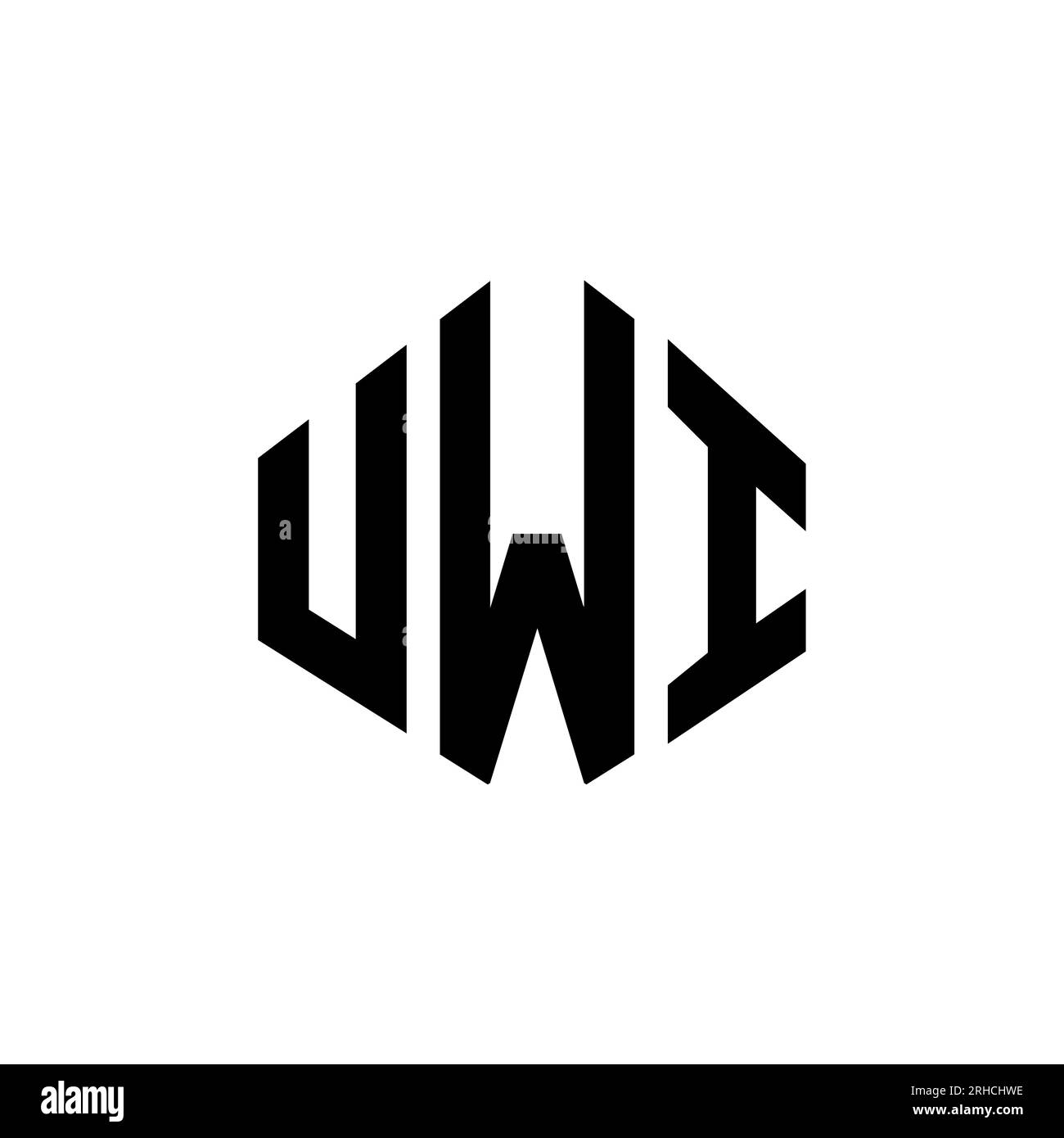 UWI letter logo design with polygon shape. UWI polygon and cube shape ...