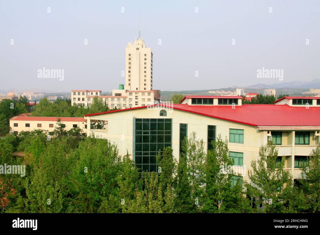 red-roofed buildings in a park, china Stock Photo - Alamy