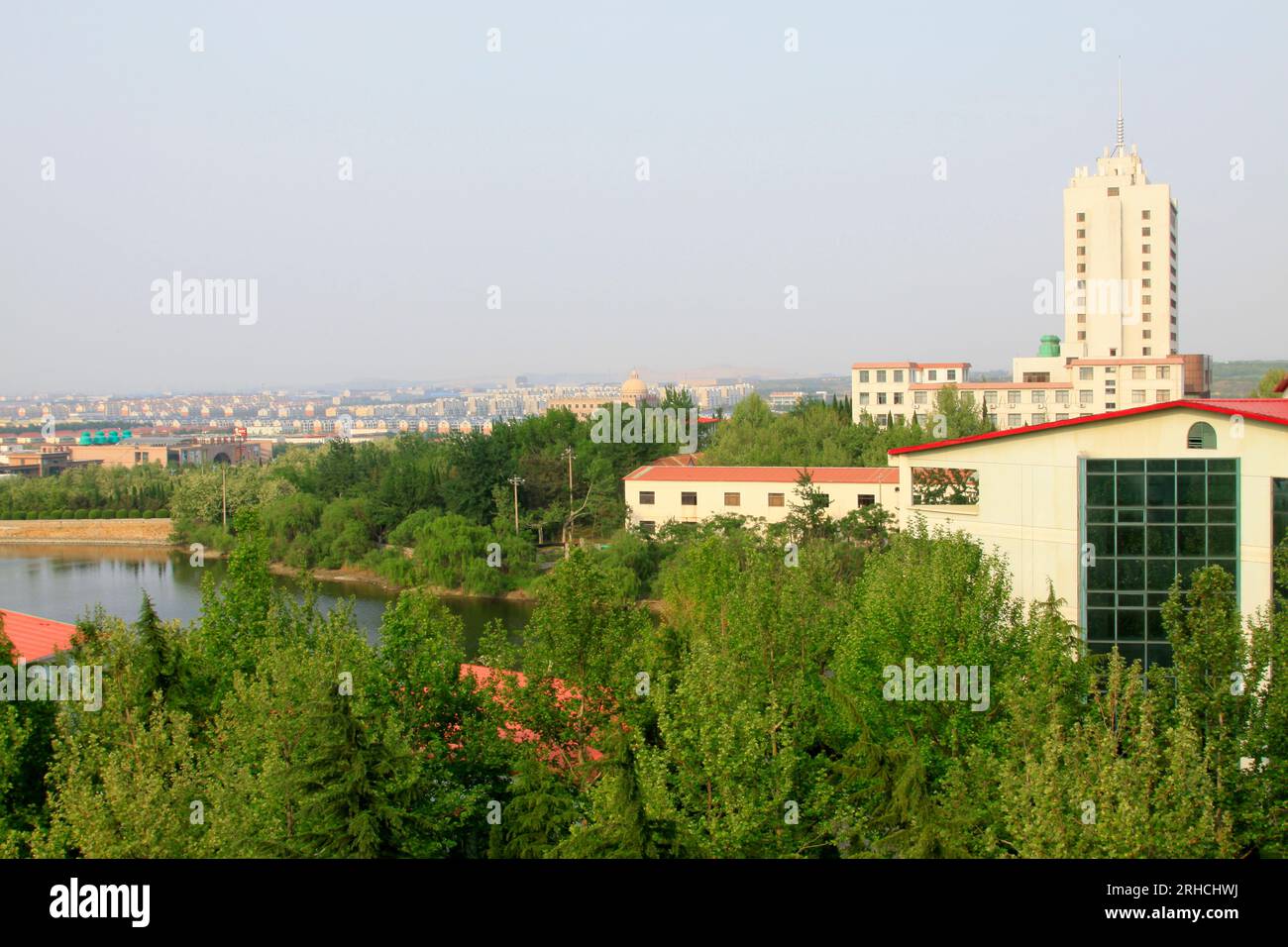 red-roofed buildings in a park, china Stock Photo - Alamy