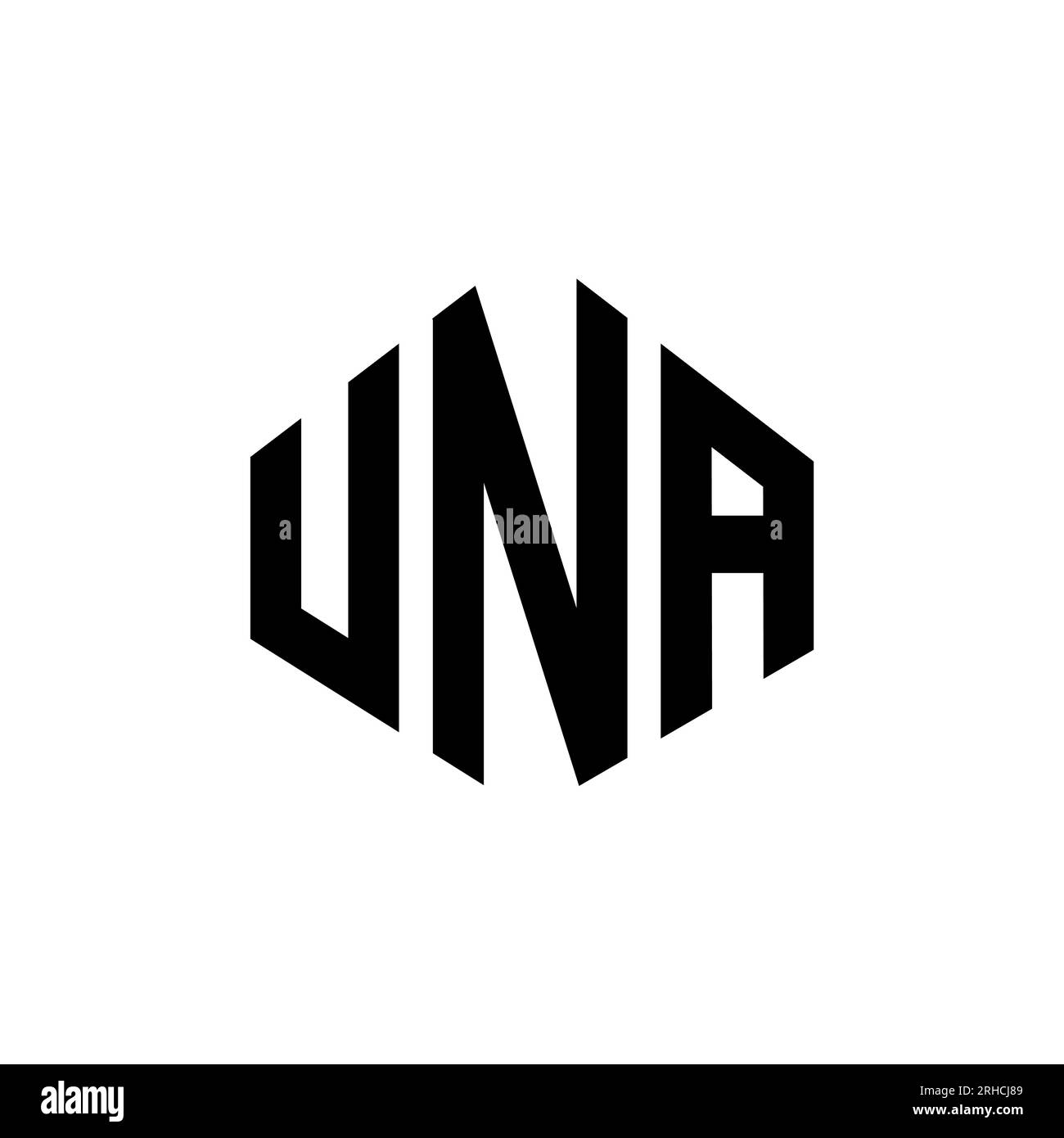 UNA letter logo design with polygon shape. UNA polygon and cube shape ...