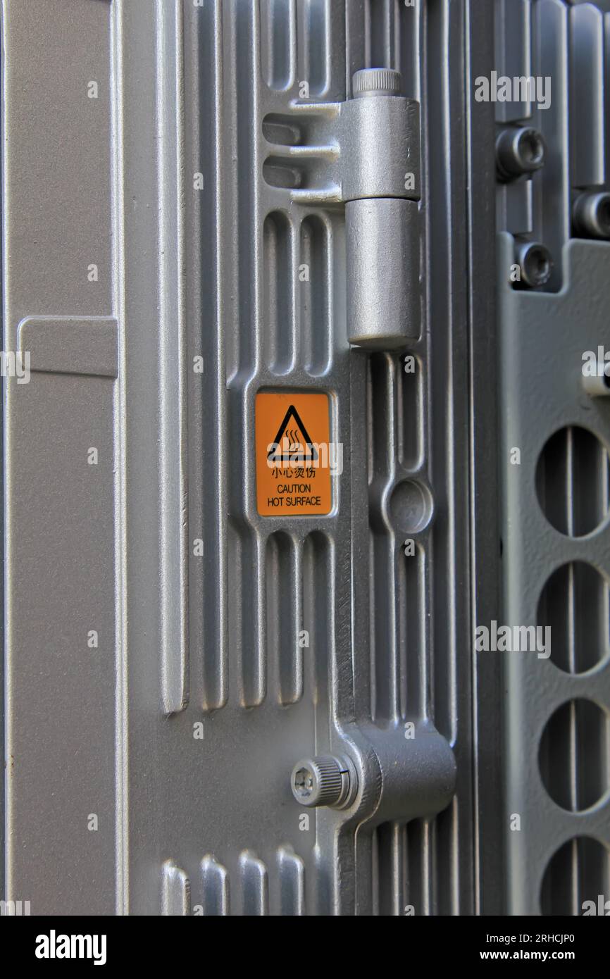 closeup of hardware products shell, a mechanical equipment enclosure ...
