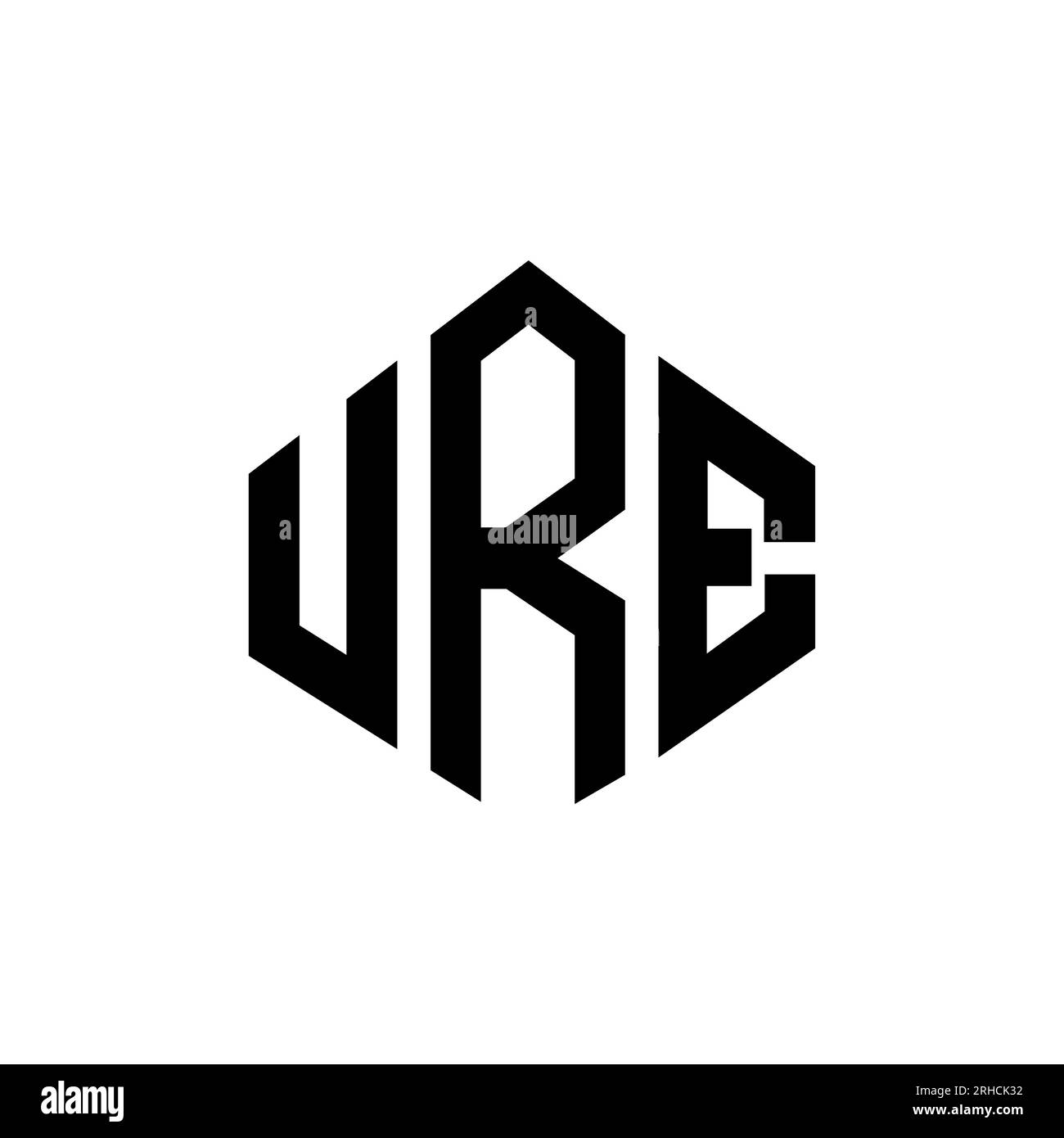 URE letter logo design with polygon shape. URE polygon and cube shape ...