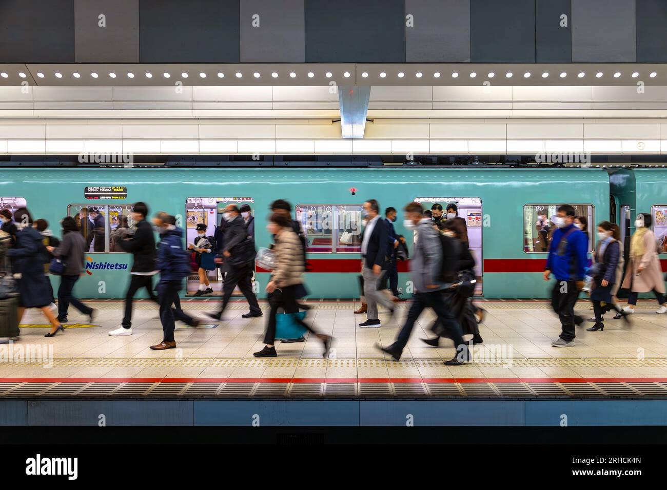 Fukuoka, Japan - Nov 30 2022: Unidentified train commuters at ...