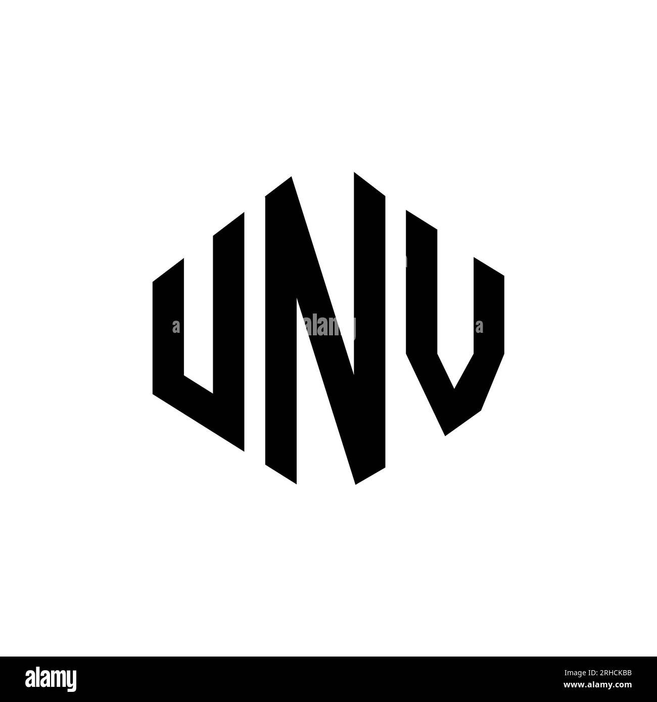 UNV letter logo design with polygon shape. UNV polygon and cube shape ...