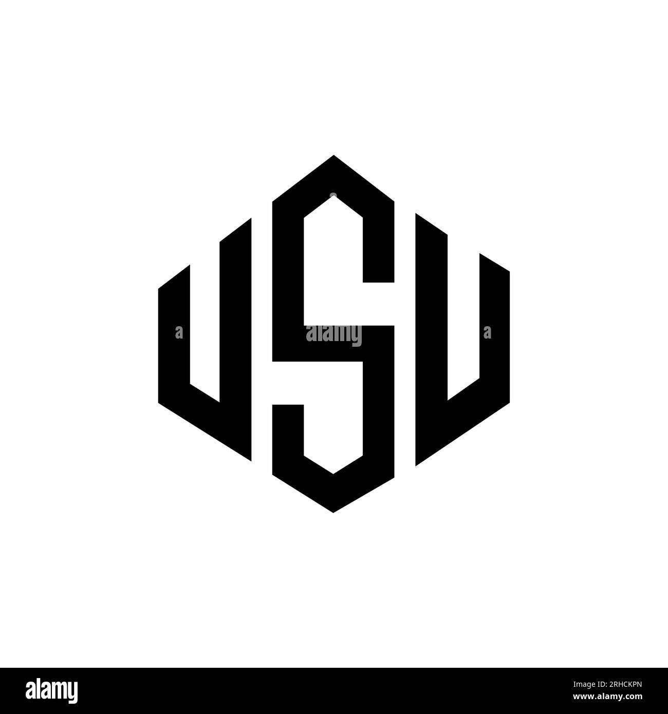USU letter logo design with polygon shape. USU polygon and cube shape ...