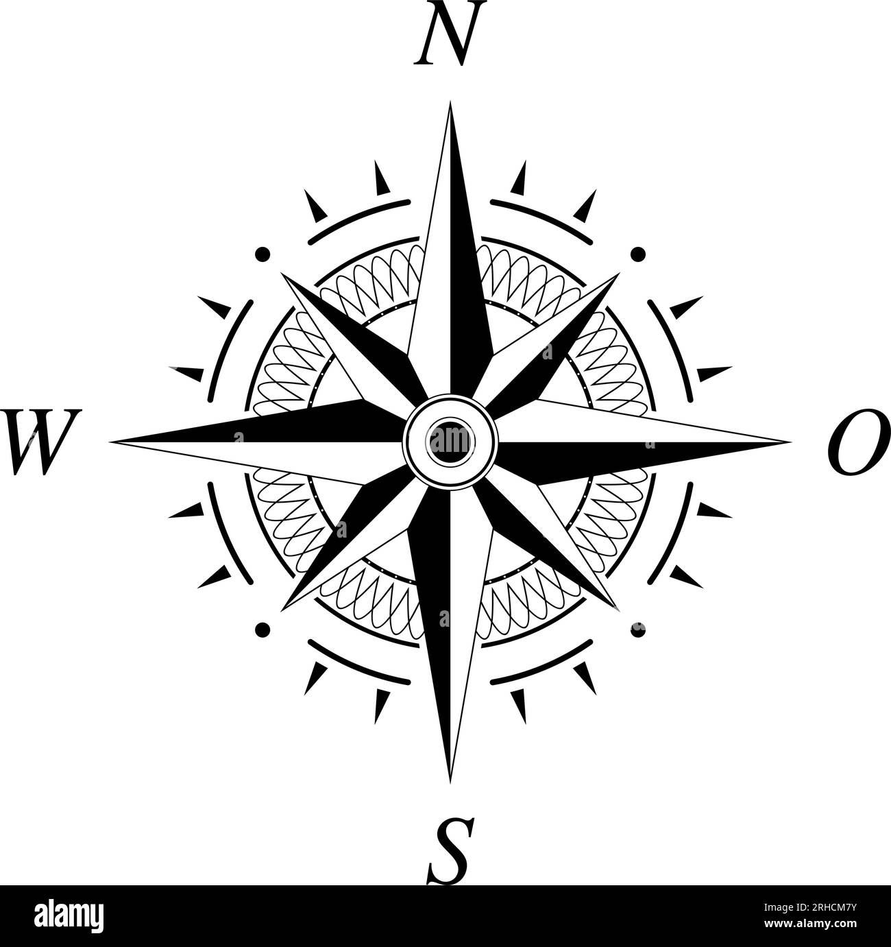 Compass rose vector with wind direction and German east description ...