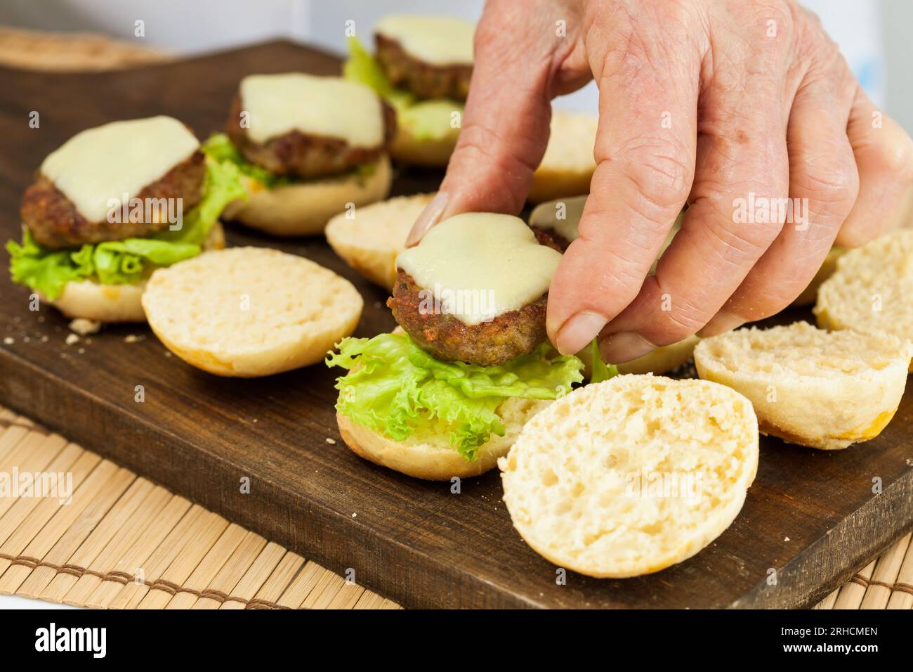 Step by step preparation of mini burgers. Homemade mini burgers for ...