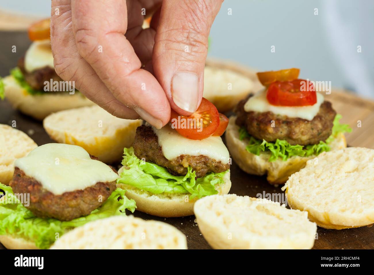 Step by step preparation of mini burgers. Homemade mini burgers for ...