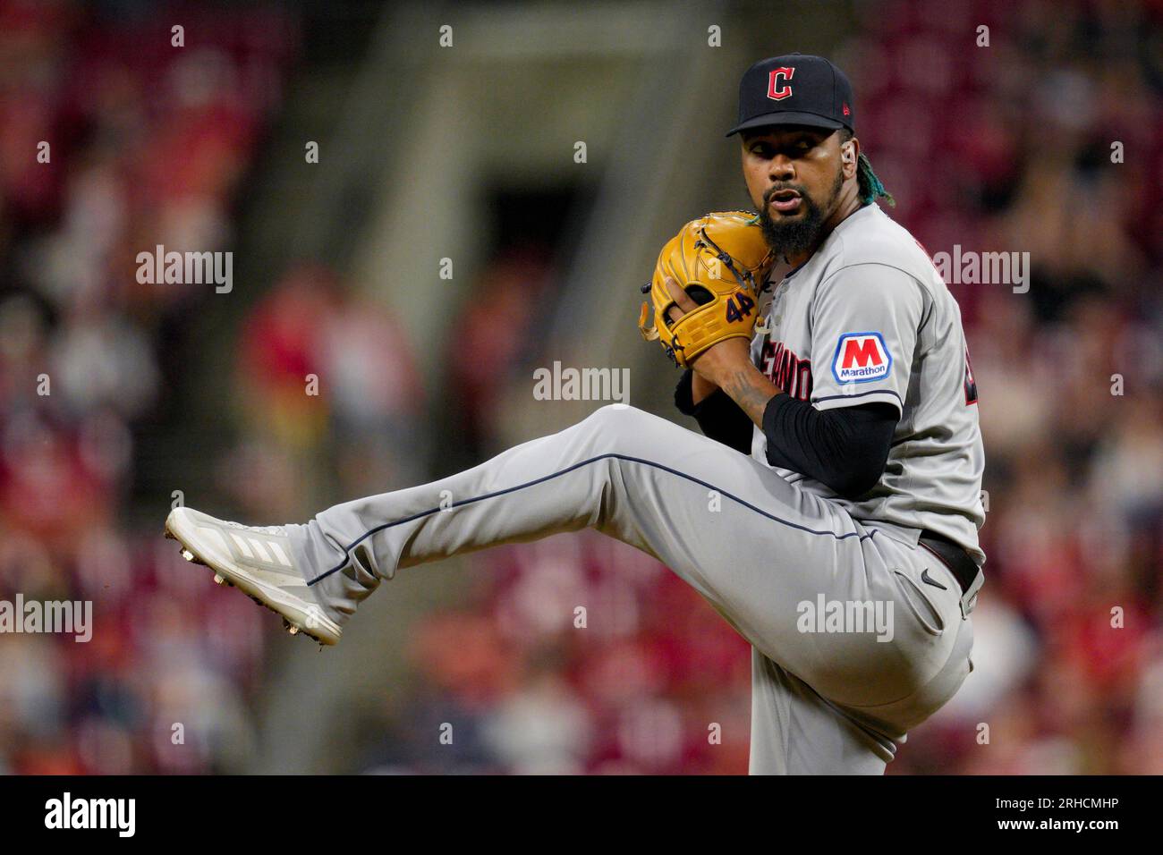 Cleveland Guardians relief pitcher Emmanuel Clase throws against the ...