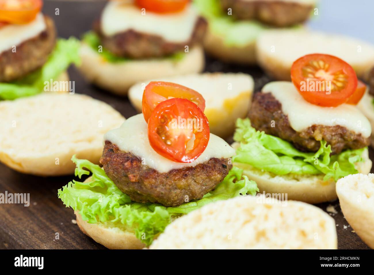 Step by step preparation of mini burgers. Homemade mini burgers for ...