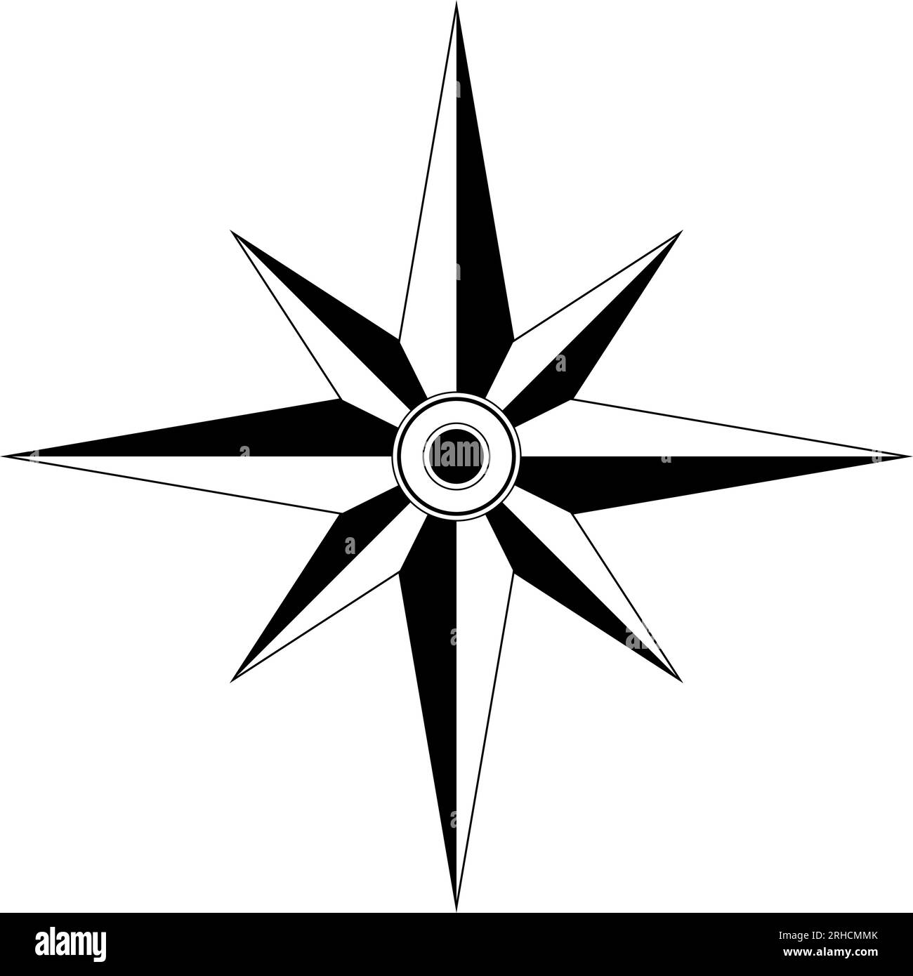 Wind rose or Compass rose vector with eight directions. Marine ...