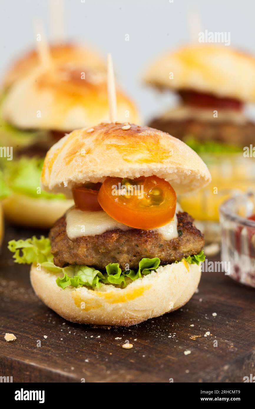 Ready to serve mini hamburgers. Step by step preparation of mini ...