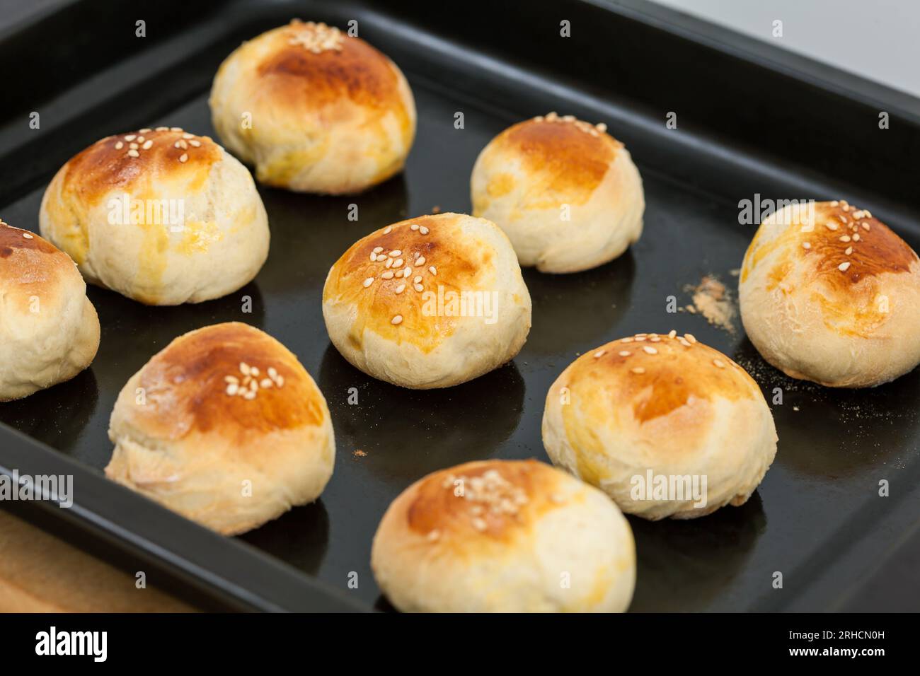 Just baked small bread buns for mini burgers. Step by step preparation ...