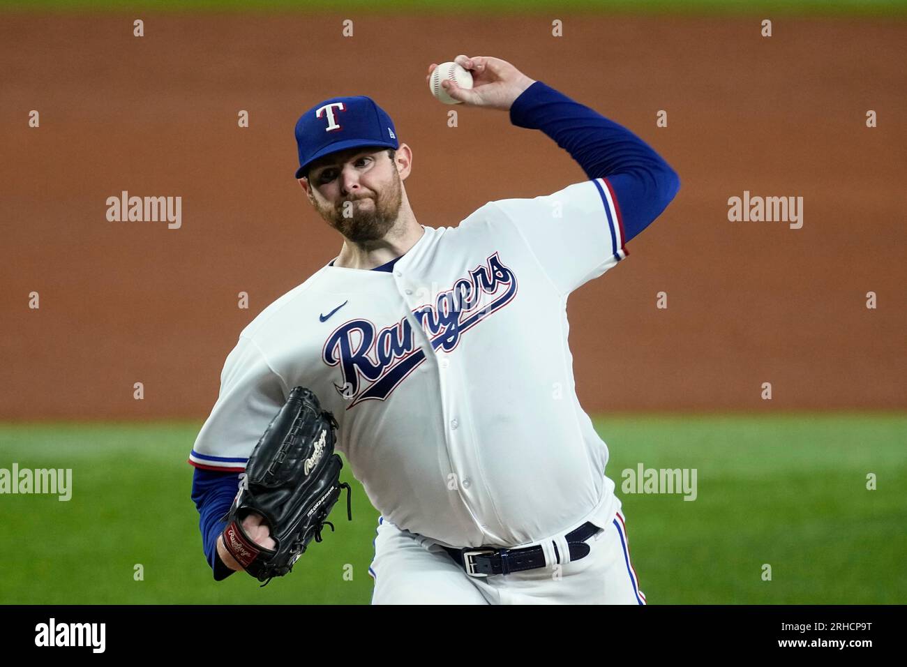 Texas Rangers starting pitcher Jordan Montgomery throws to a Los ...