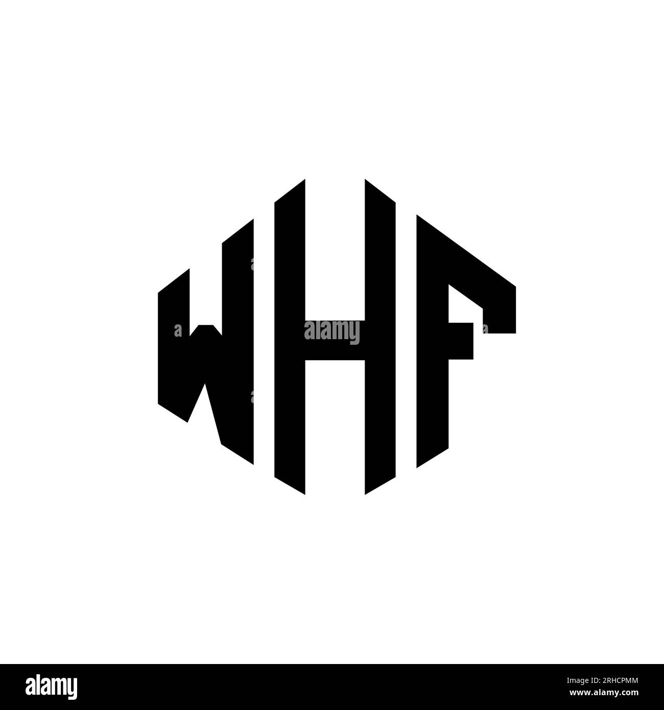 WHF letter logo design with polygon shape. WHF polygon and cube shape logo design. WHF hexagon ...