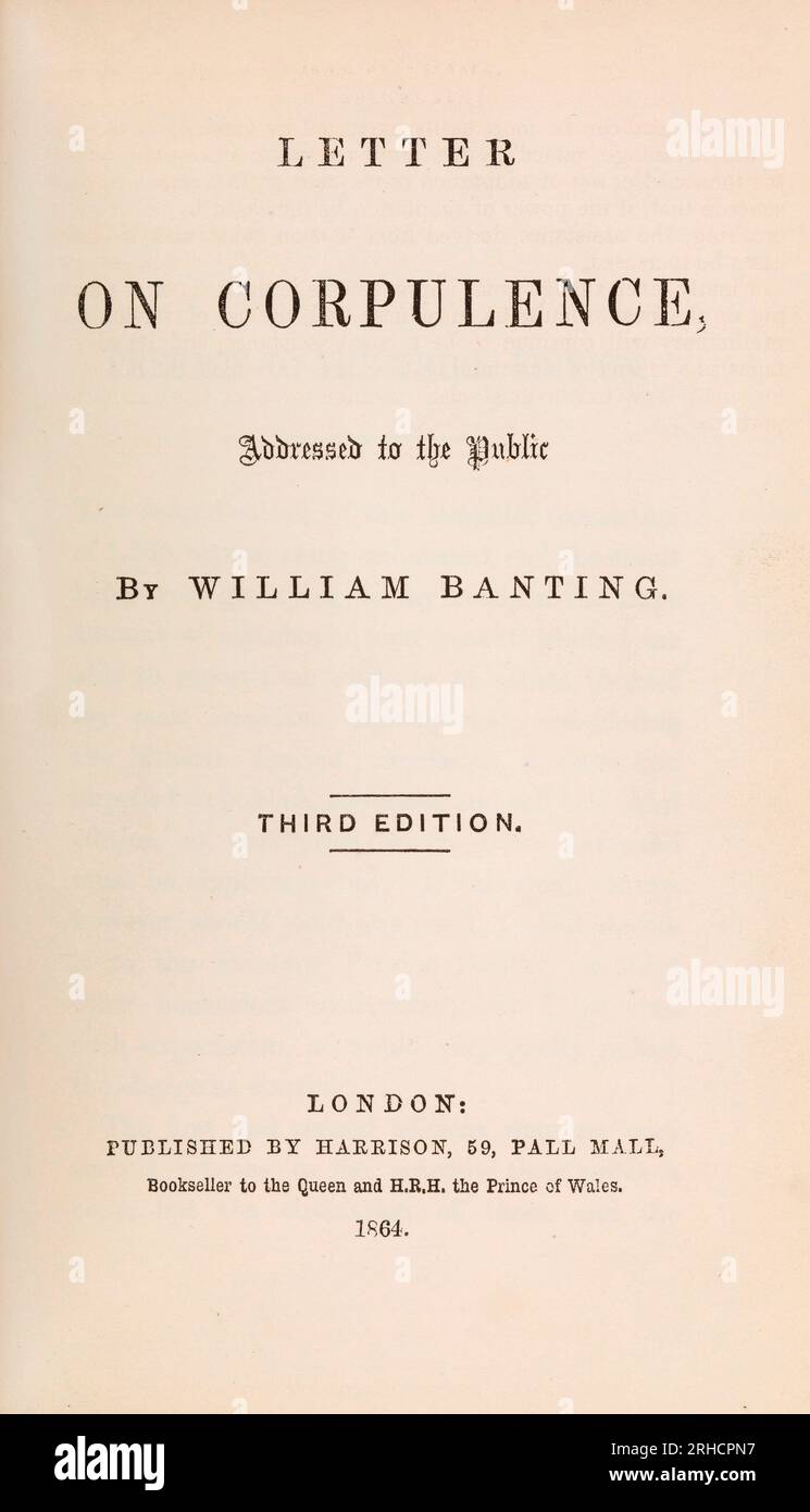 Banting's Letter on Corpulence, 1864 Stock Photo - Alamy