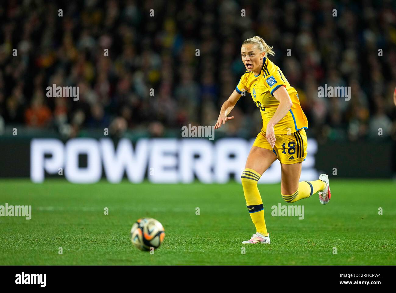 August 15 2023: Fridolina Rolfo (Sweden) controls the ball during a ...