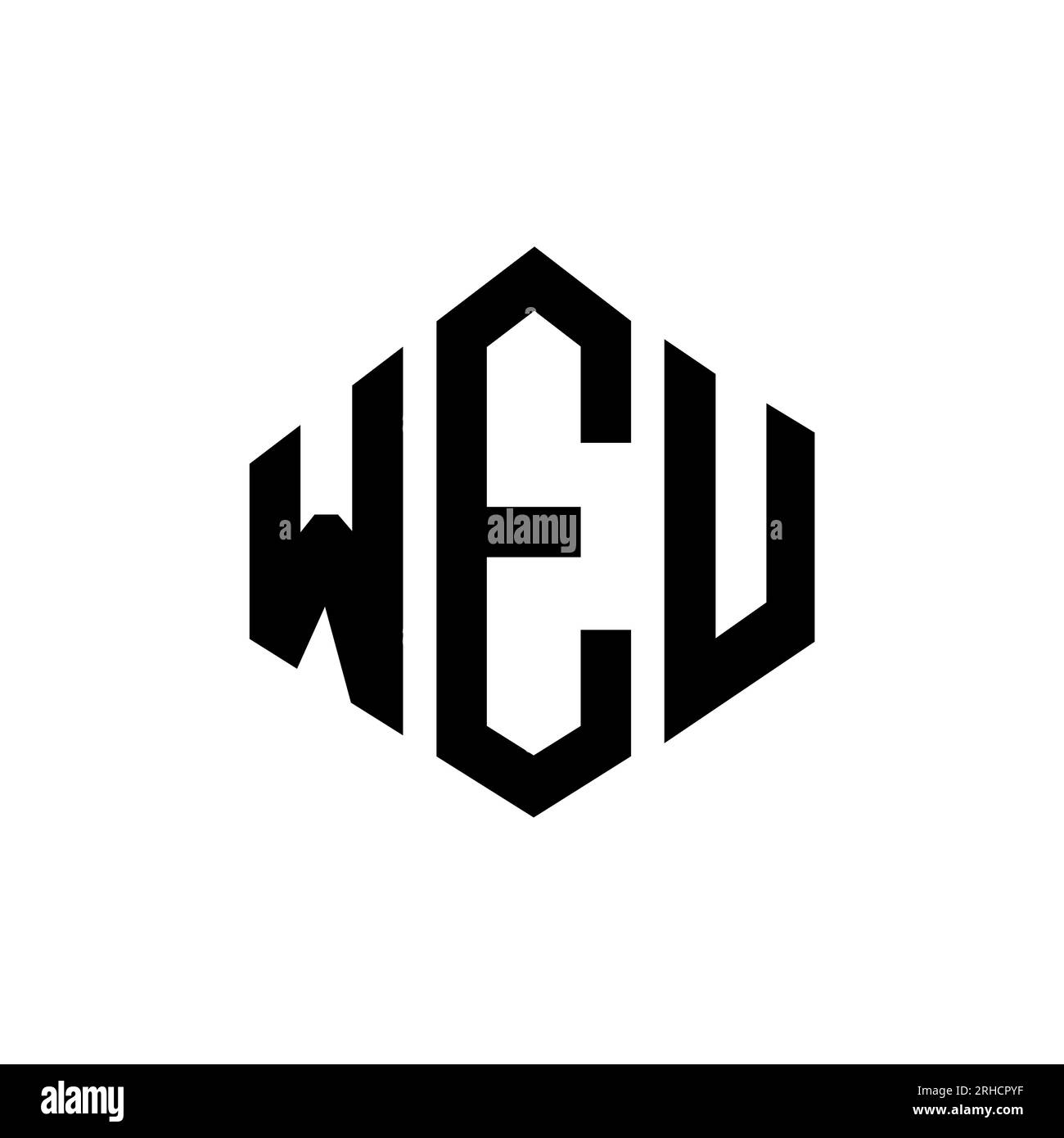 WEU letter logo design with polygon shape. WEU polygon and cube shape ...