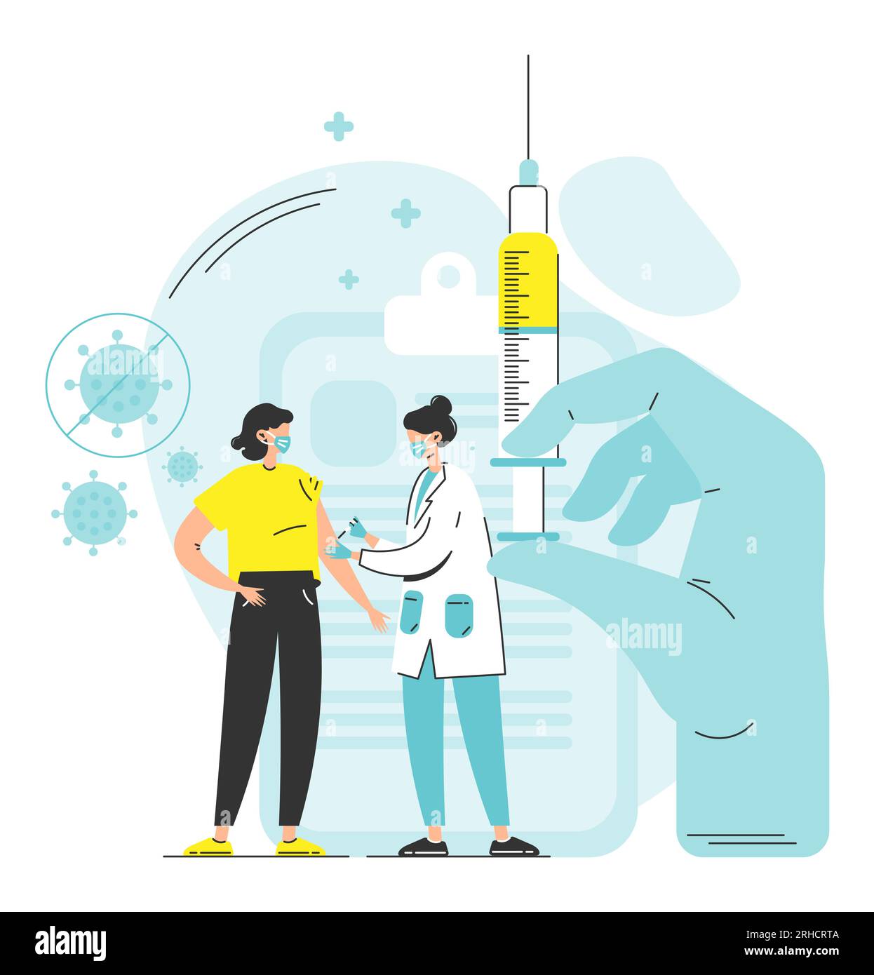 Doctor vaccination cartoon hi-res stock photography and images - Alamy
