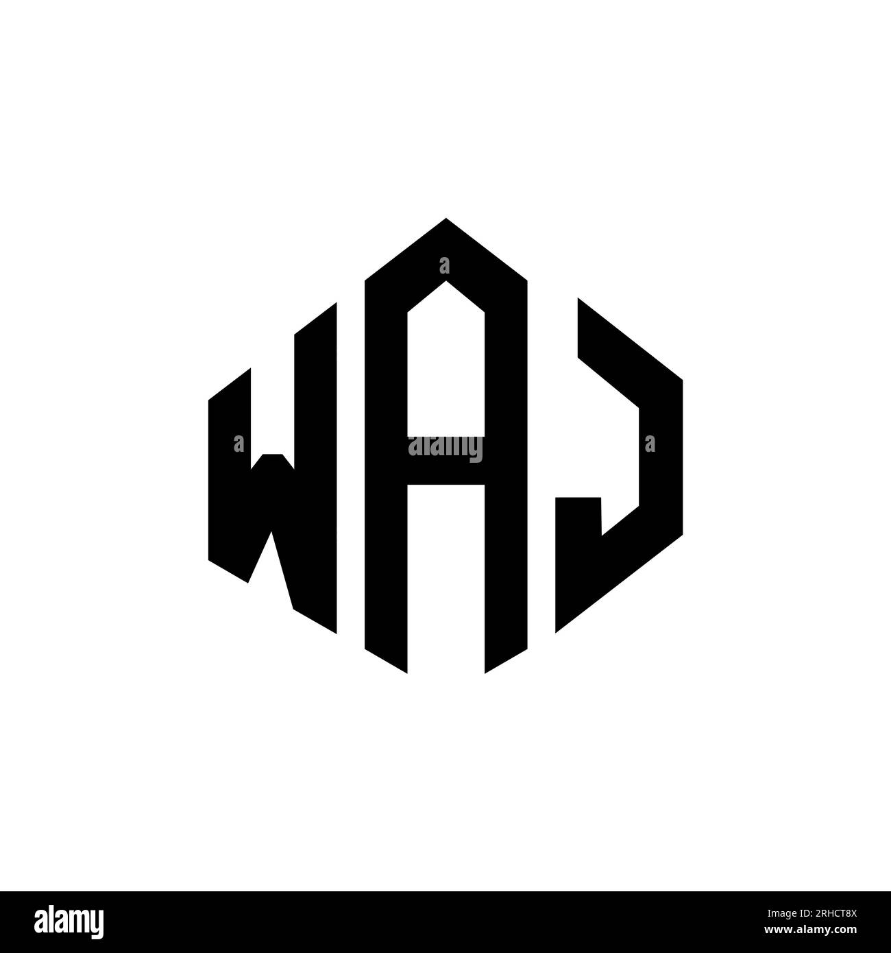 WAJ letter logo design with polygon shape. WAJ polygon and cube shape ...