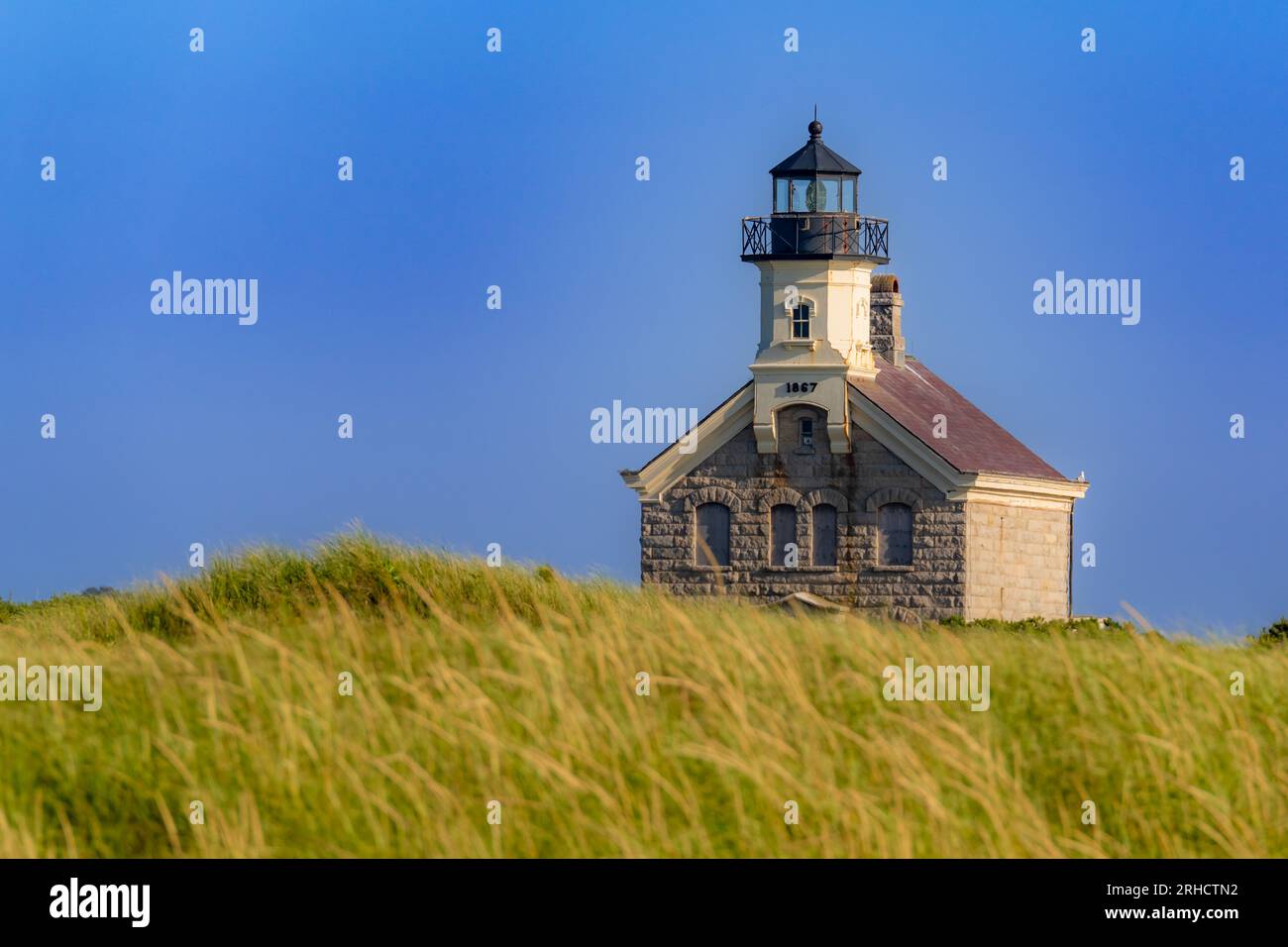 Late afternoon summer photo of the North Lighthouse, New Shoreham, Block Island, Rhode Island ...