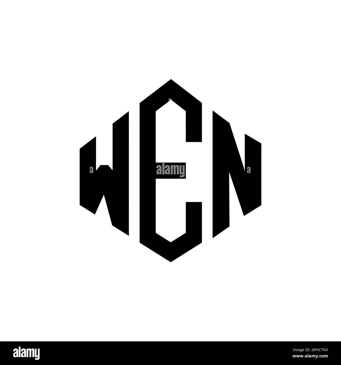WEN letter logo design with polygon shape. WEN polygon and cube shape ...