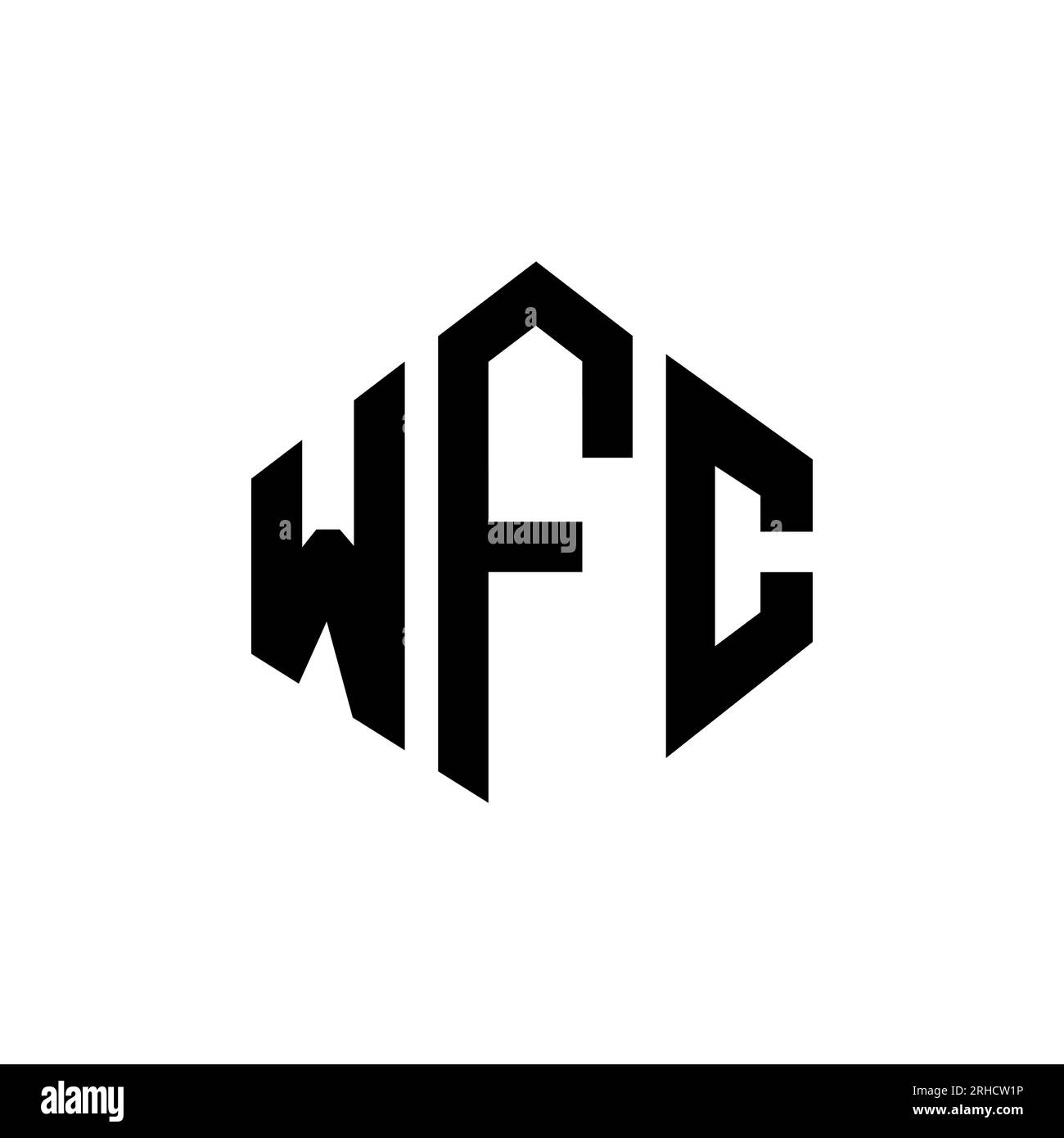 WFC letter logo design with polygon shape. WFC polygon and cube shape ...