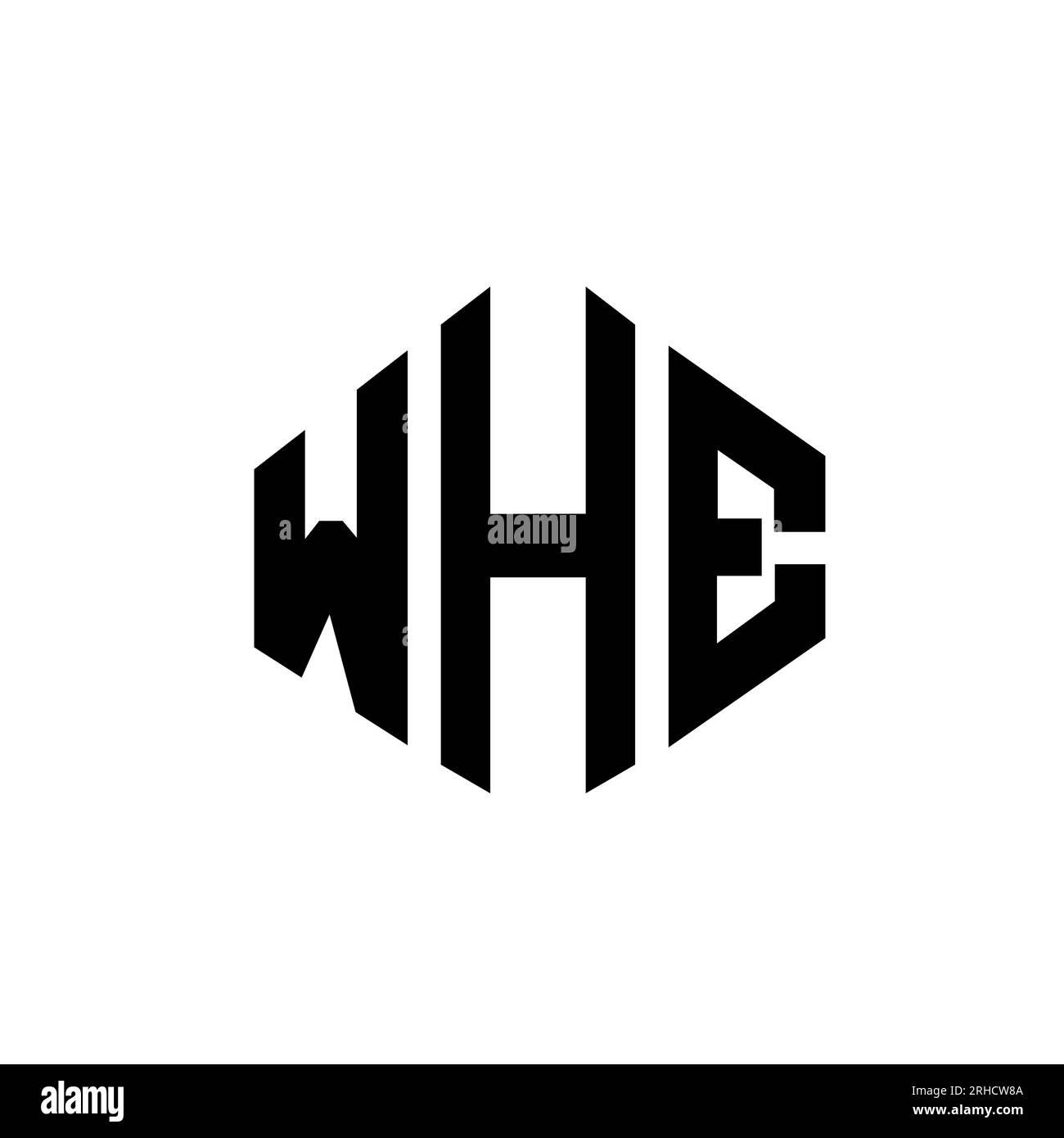 WHE letter logo design with polygon shape. WHE polygon and cube shape ...