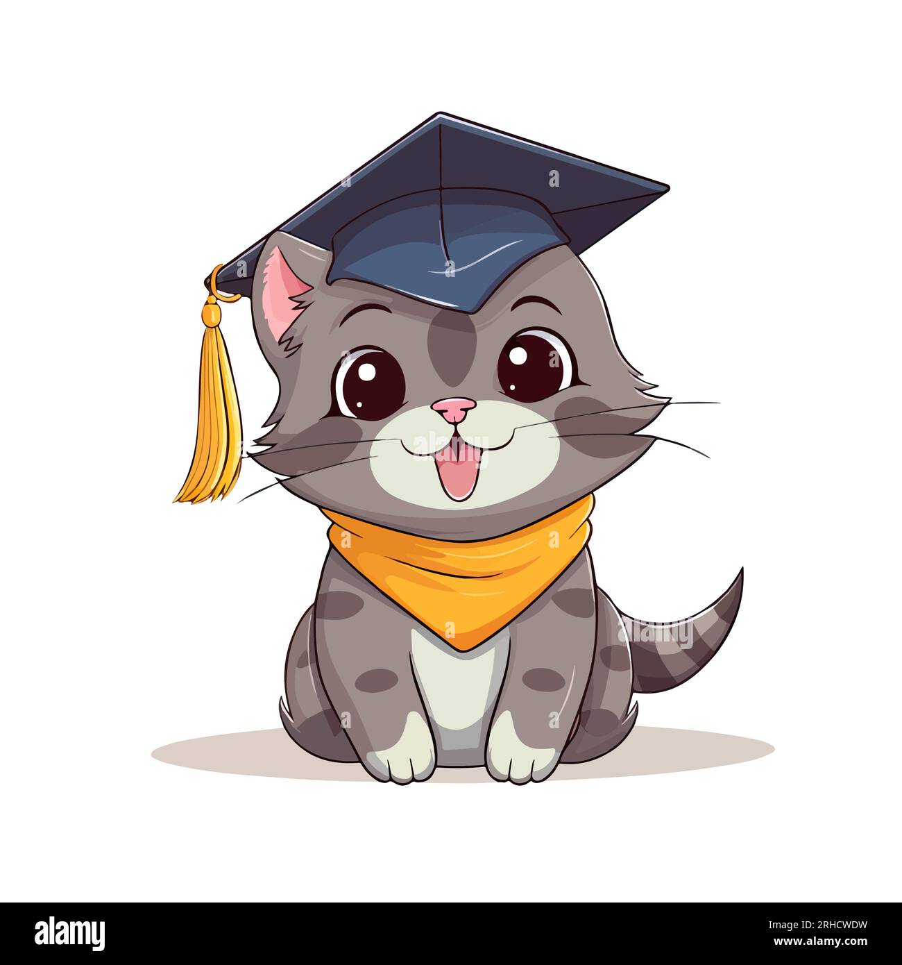 Cute student cat on white background Stock Vector Image & Art - Alamy